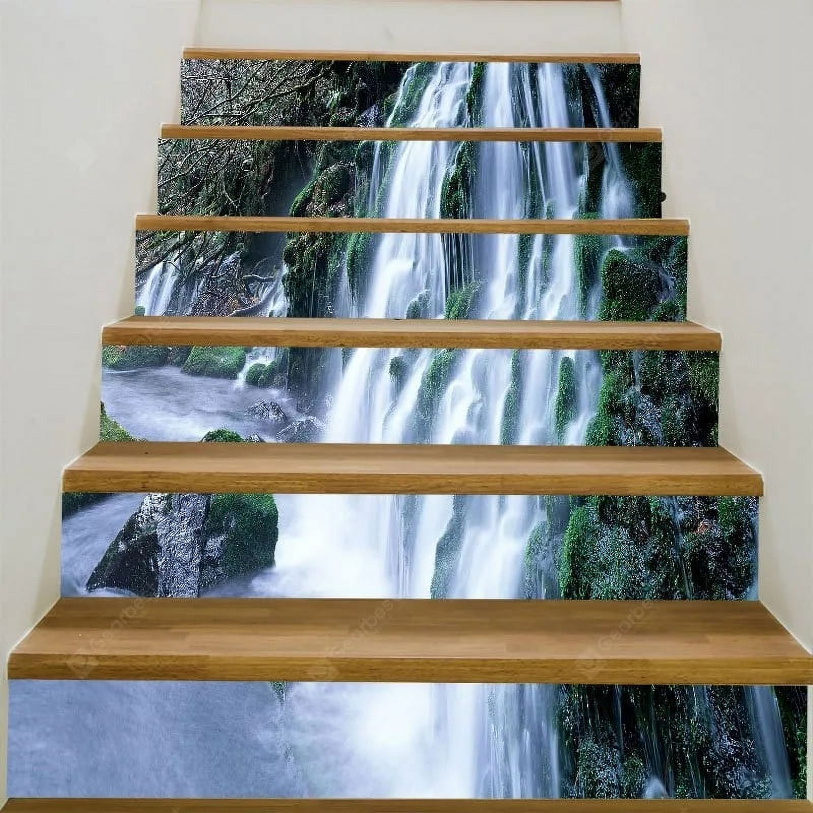 Stair Stickers Landscape wallpaper decorator home stair decal wall blue ...