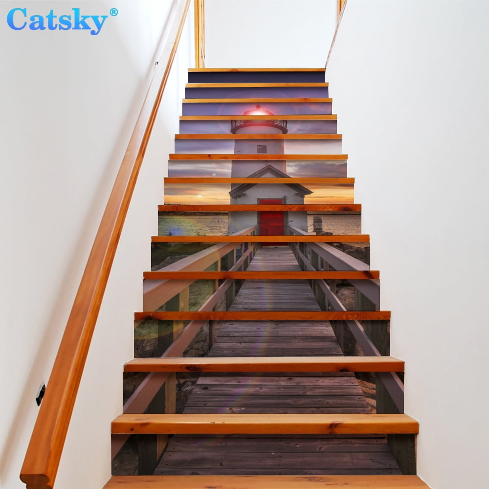 Stair Stickers Lighthouse Stair Floor Stickers Waterproof Removable ...