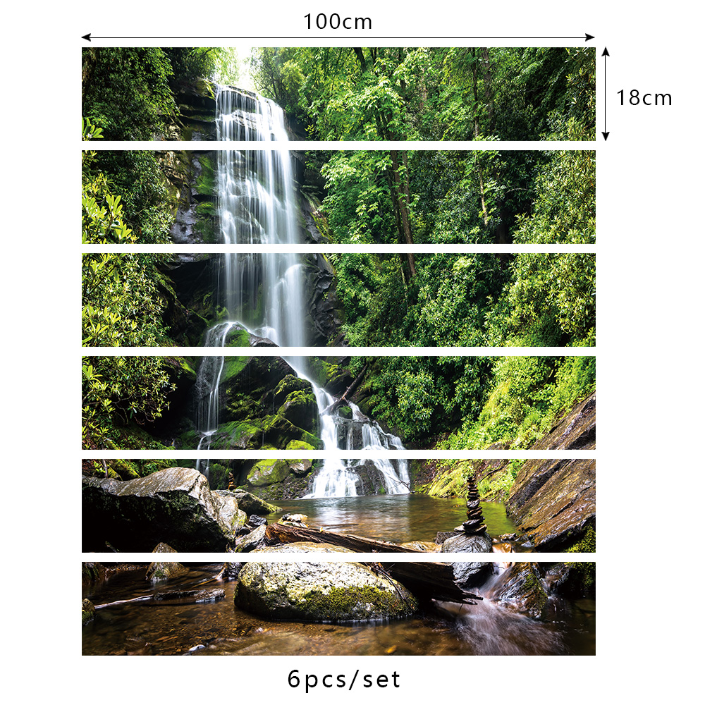 Stair Stickers Mountains and Rivers Waterfall Stairway Wall Sticker ...