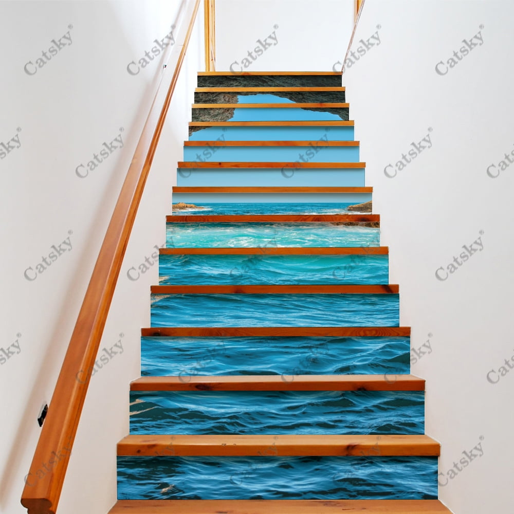Stair Stickers Ocean Cave Stair Floor Stickers Waterproof Removable ...