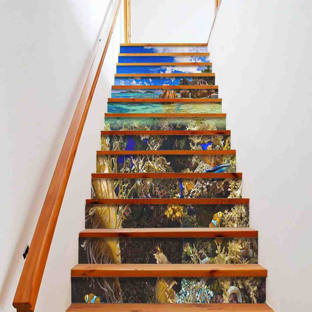 Stair Stickers Ocean Fish School The Underwater World Staircase Decals ...