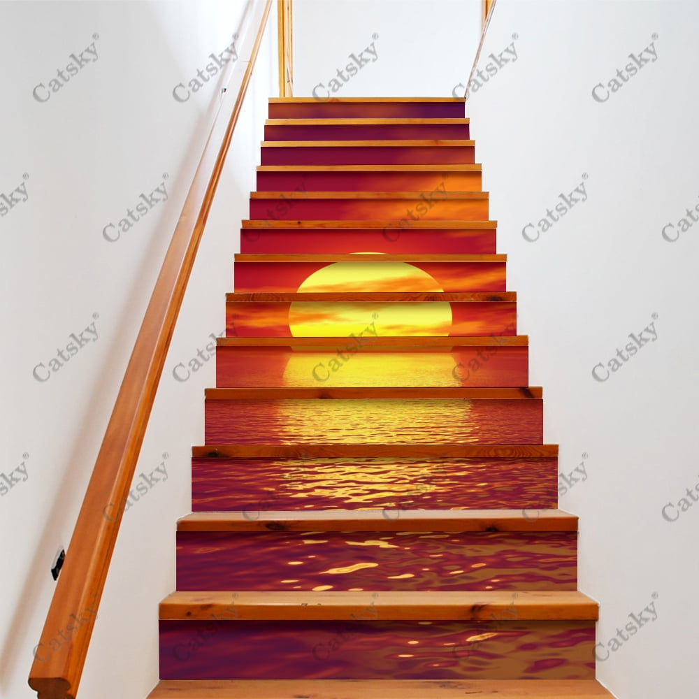 Stair Stickers Ocean Sunset Stair Floor Stickers Waterproof Removable ...