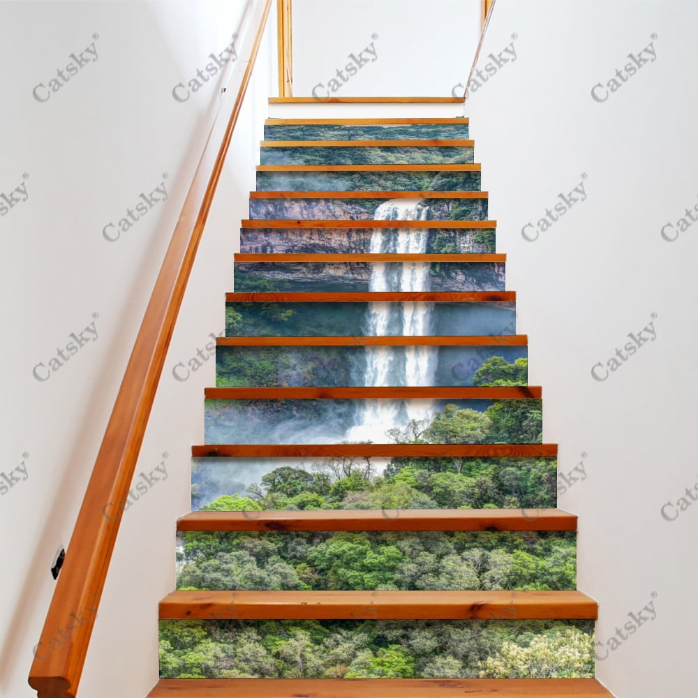 Stair Stickers Rainforest Waterfall Stair Floor Stickers Waterproof ...
