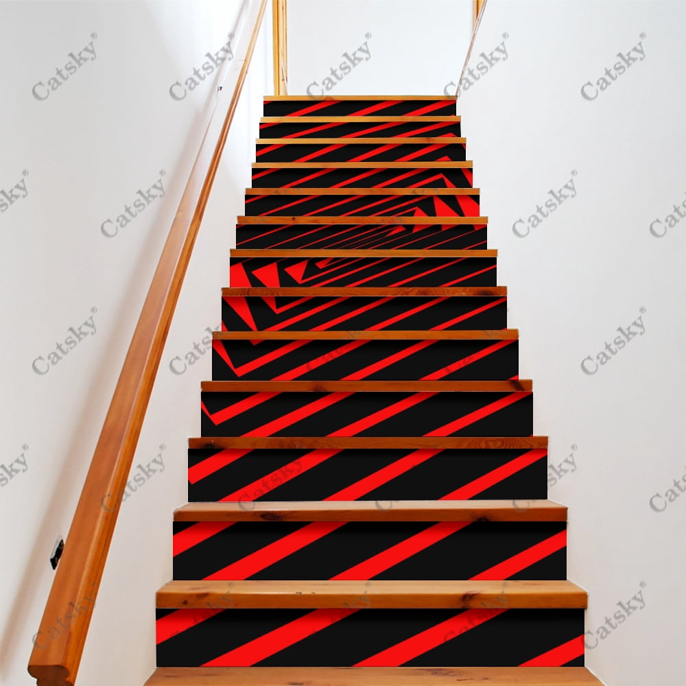 Stair Stickers Red abstract Stair Floor Stickers Waterproof Removable ...