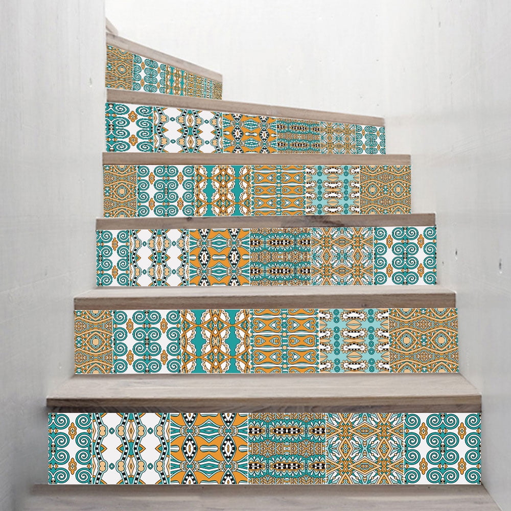 Stair Stickers Retro Boho Pattern Vintage Floral Stairway Decals Exotic ...