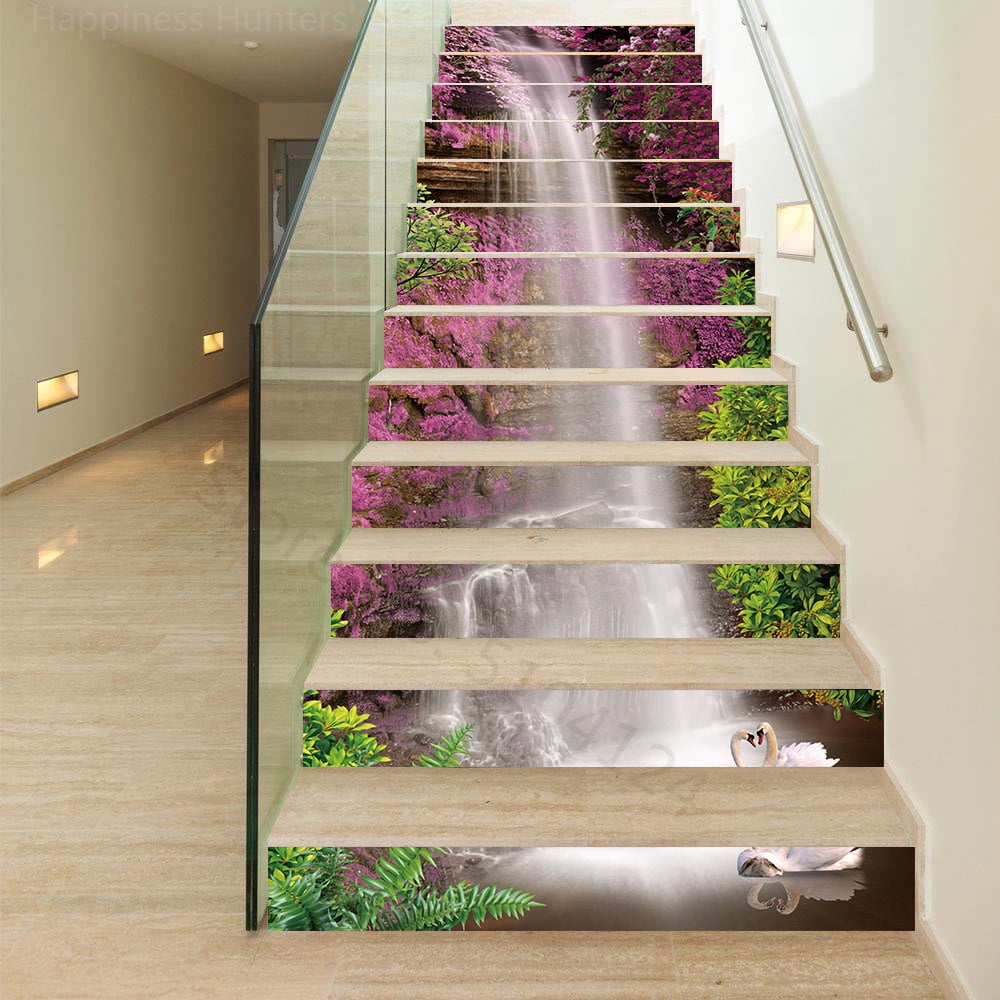Stair Stickers Scenery Pattern Stairs Cover Stickers Peel & Stick Vinyl ...