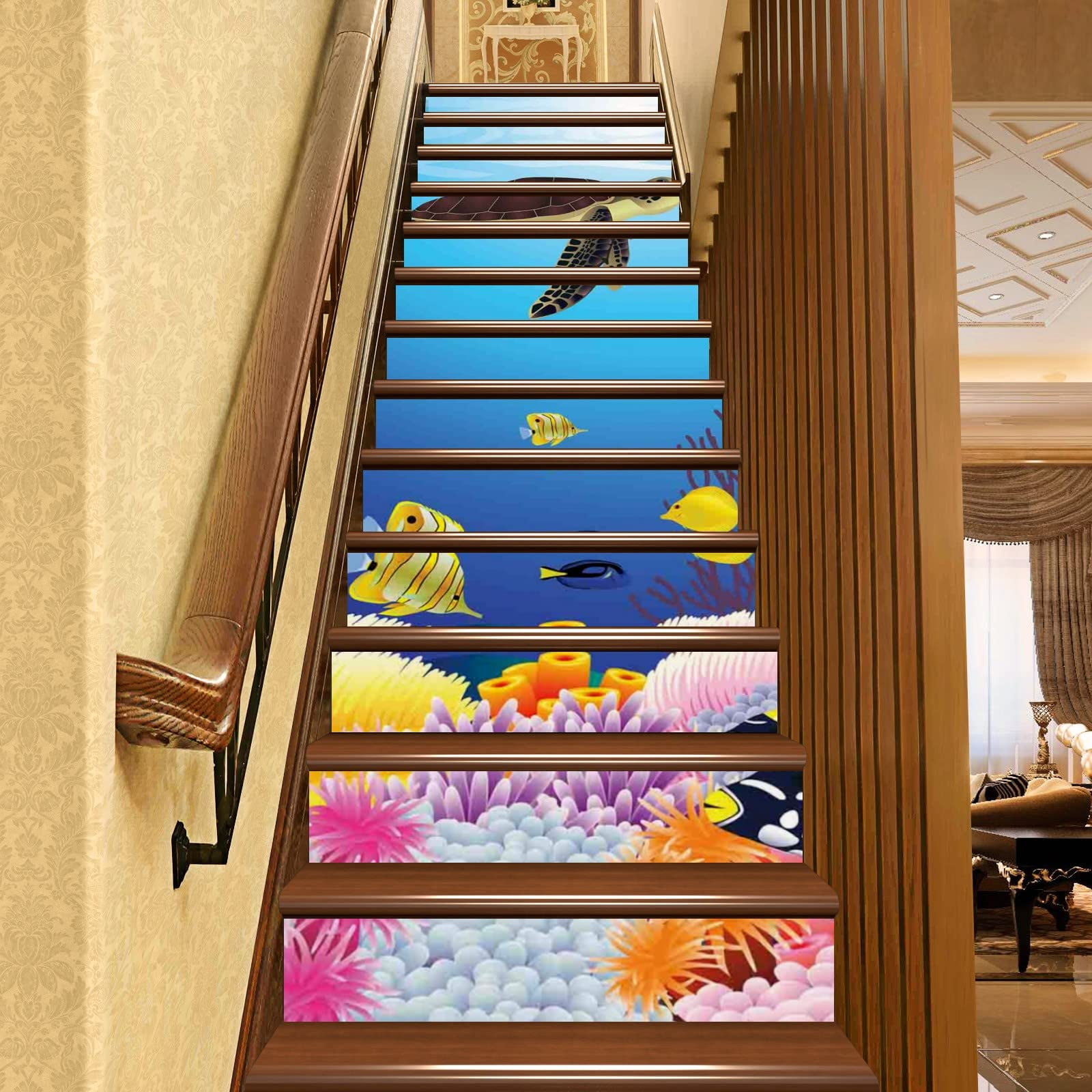 Stair Stickers Sea Turtle Blue Sea Lovely Ocean Animal Staircase ...