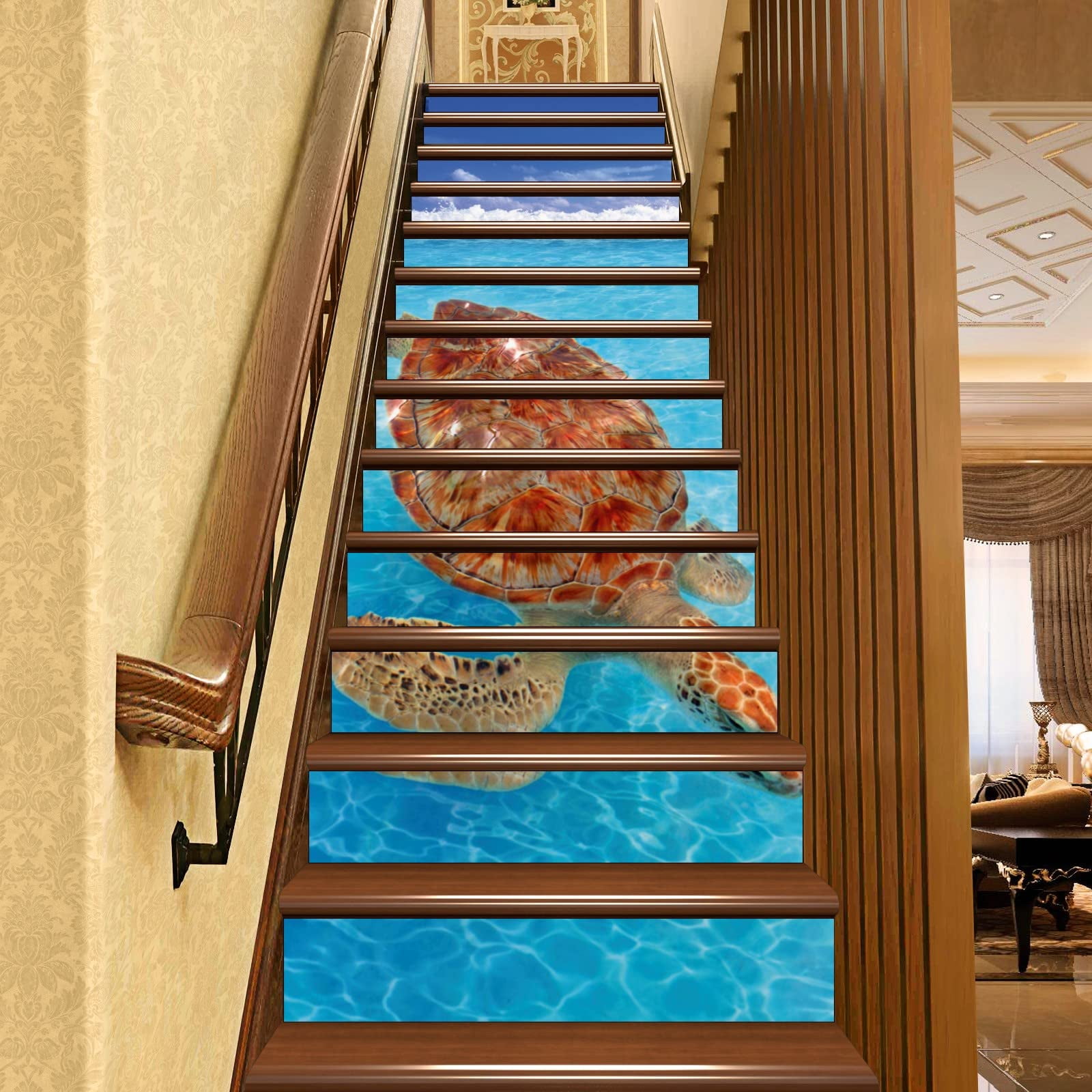 Stair Stickers Sea Turtle Blue Sea Lovely Ocean Animal Staircase ...