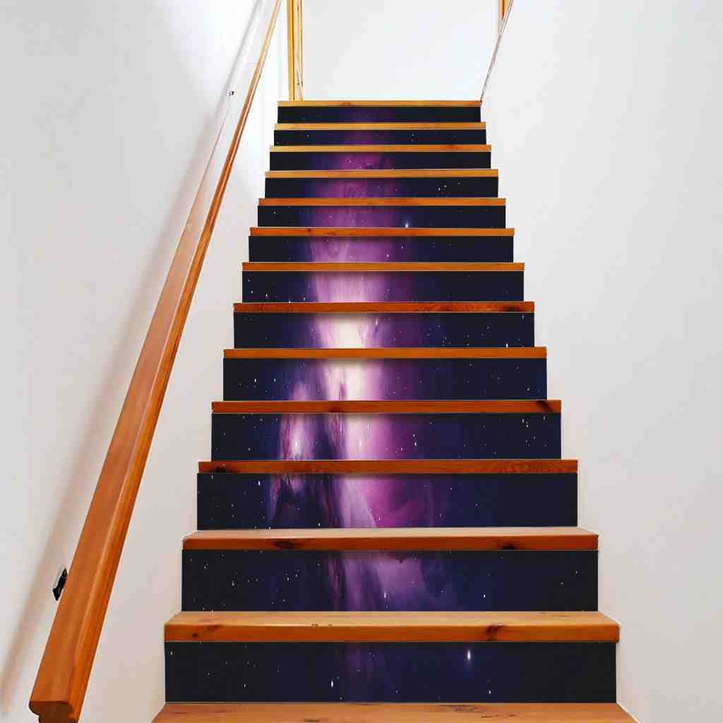 Stair Stickers Shiny Starry Sky Universe Galaxies Stairway Decals Outer ...