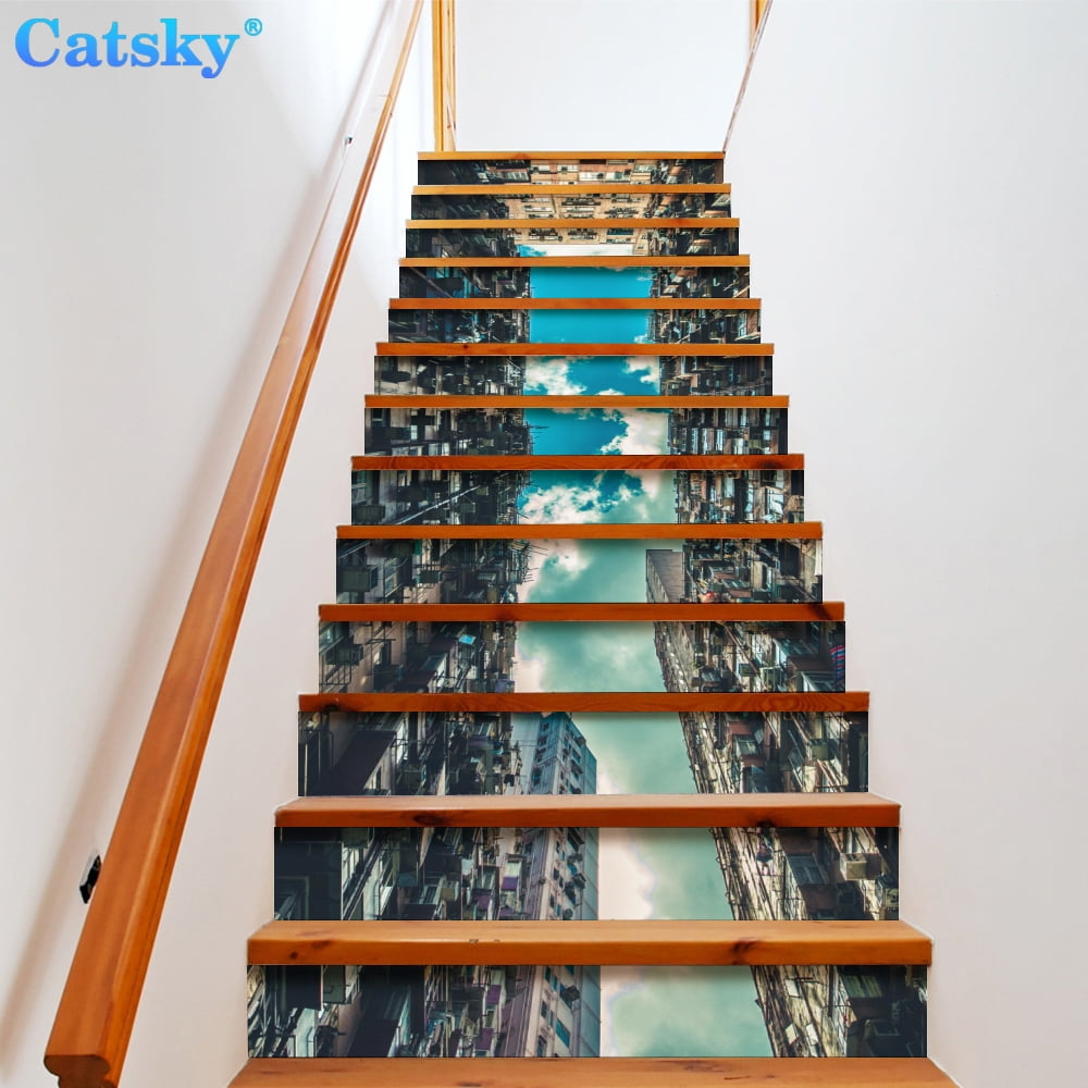 Stair Stickers Skyscraper Stair Floor Stickers Waterproof Removable ...