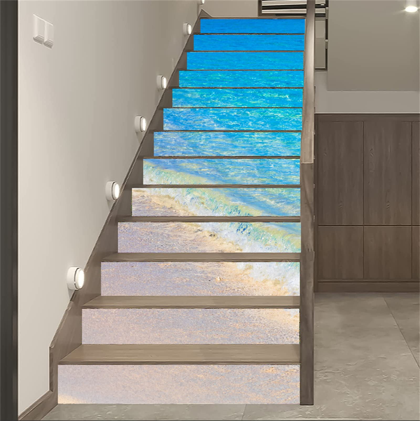 Stair Stickers Stair Risers Stickers Peel and Stick 3D Sunshine White ...