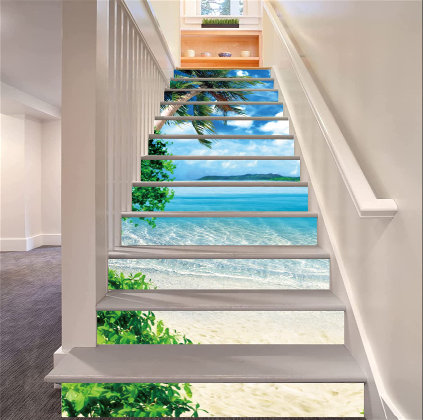 Stair Stickers Stair Risers Stickers Peel and Stick 3D Sunshine White ...