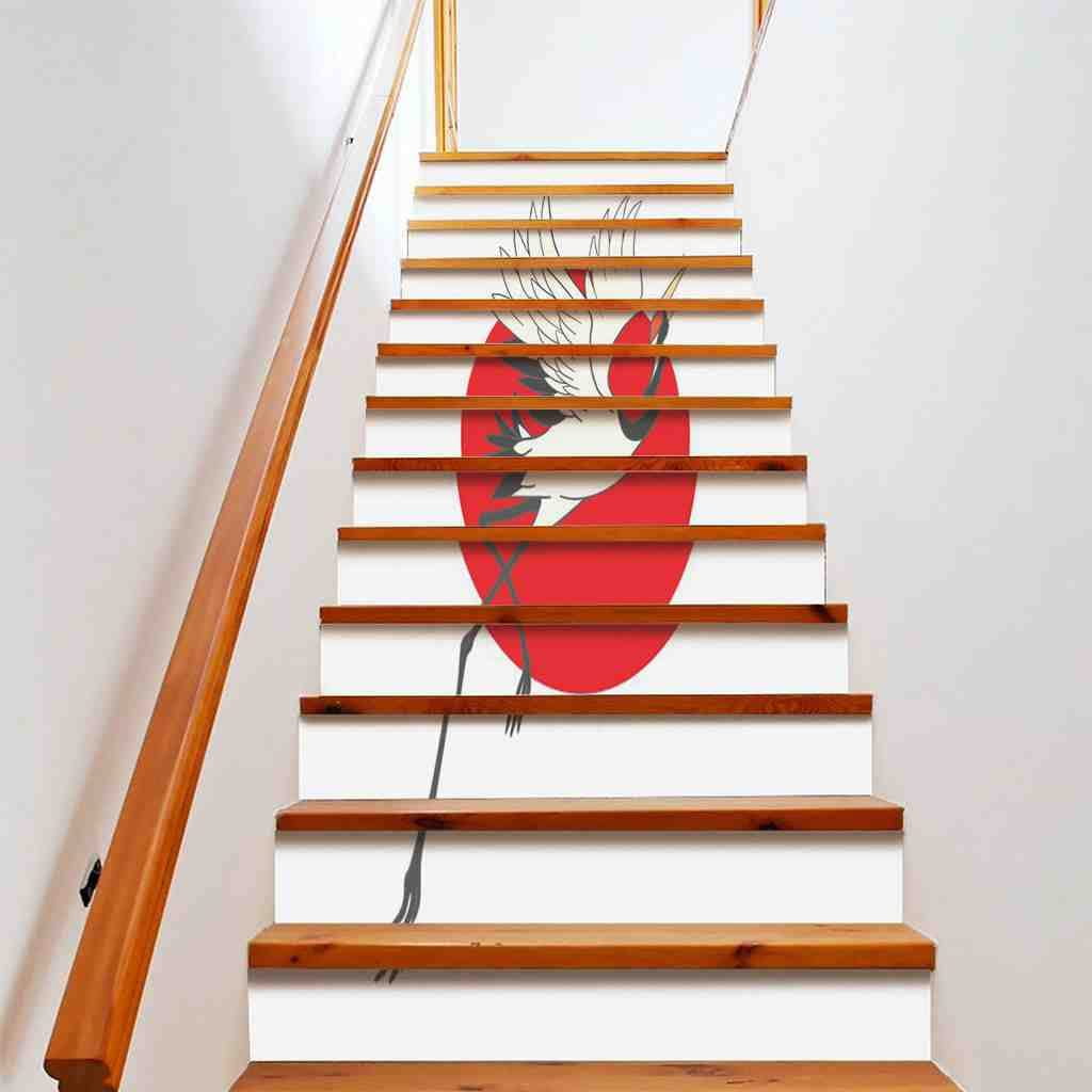 Stair Stickers Stair Sticker White Crane Red Cherry Blossom Cloud Stair ...