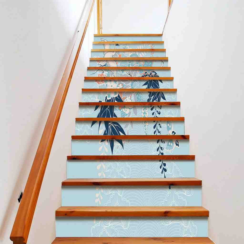 Stair Stickers Stair Sticker White Crane Red Cherry Blossom Cloud Stair ...