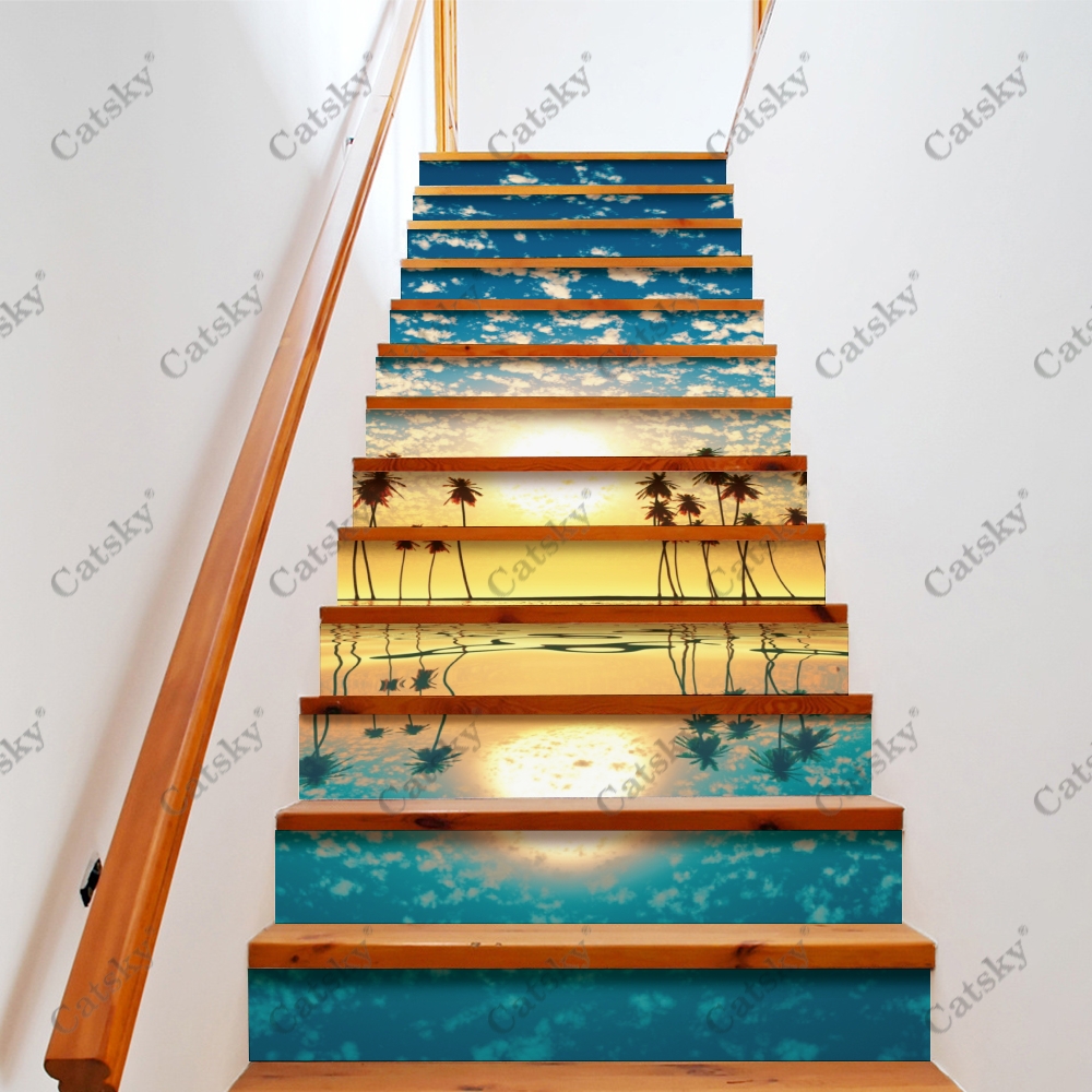 Stair Stickers Sunset 4 Stair Floor Stickers Waterproof Removable Self ...