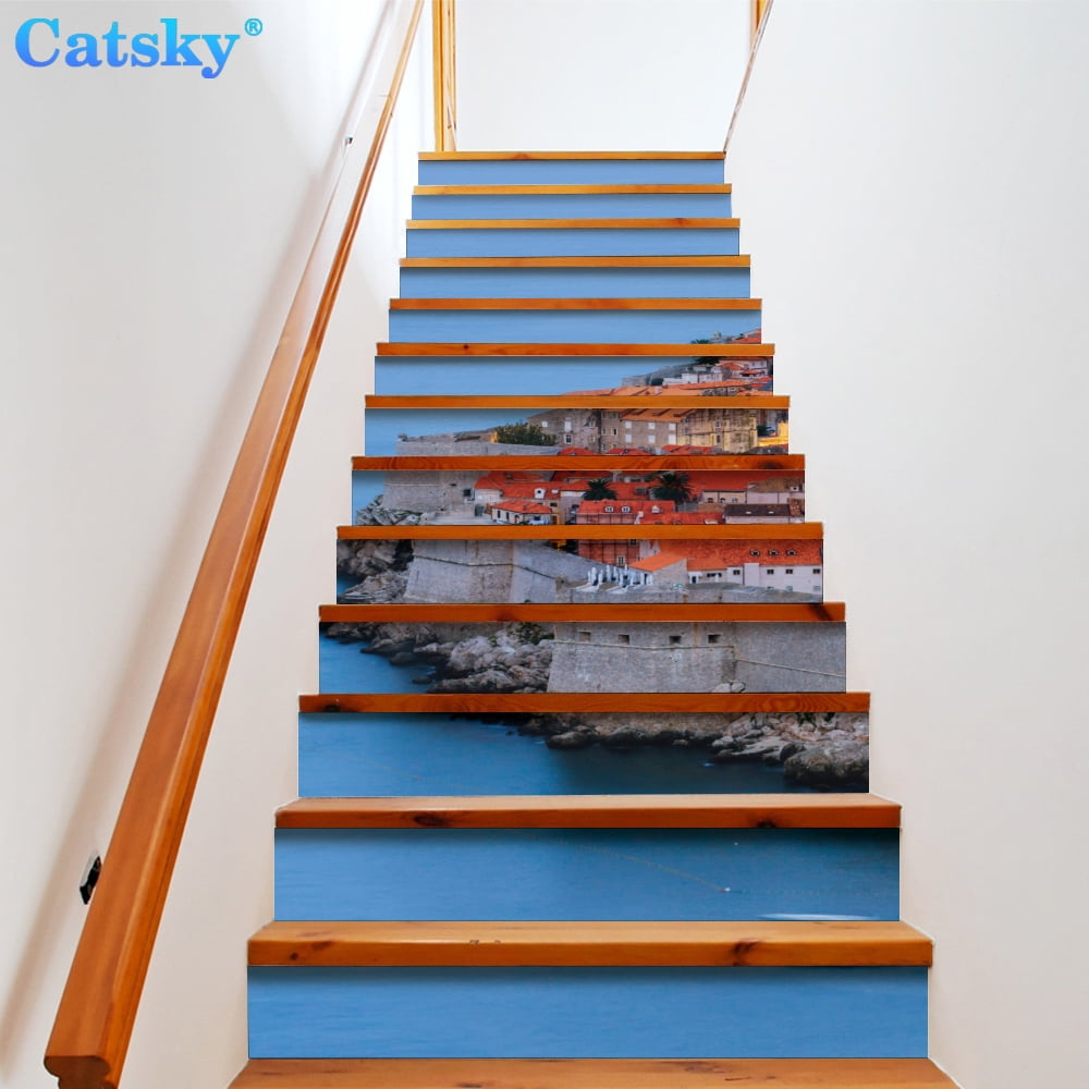 Stair Stickers The old town Stair Floor Stickers Waterproof Removable ...