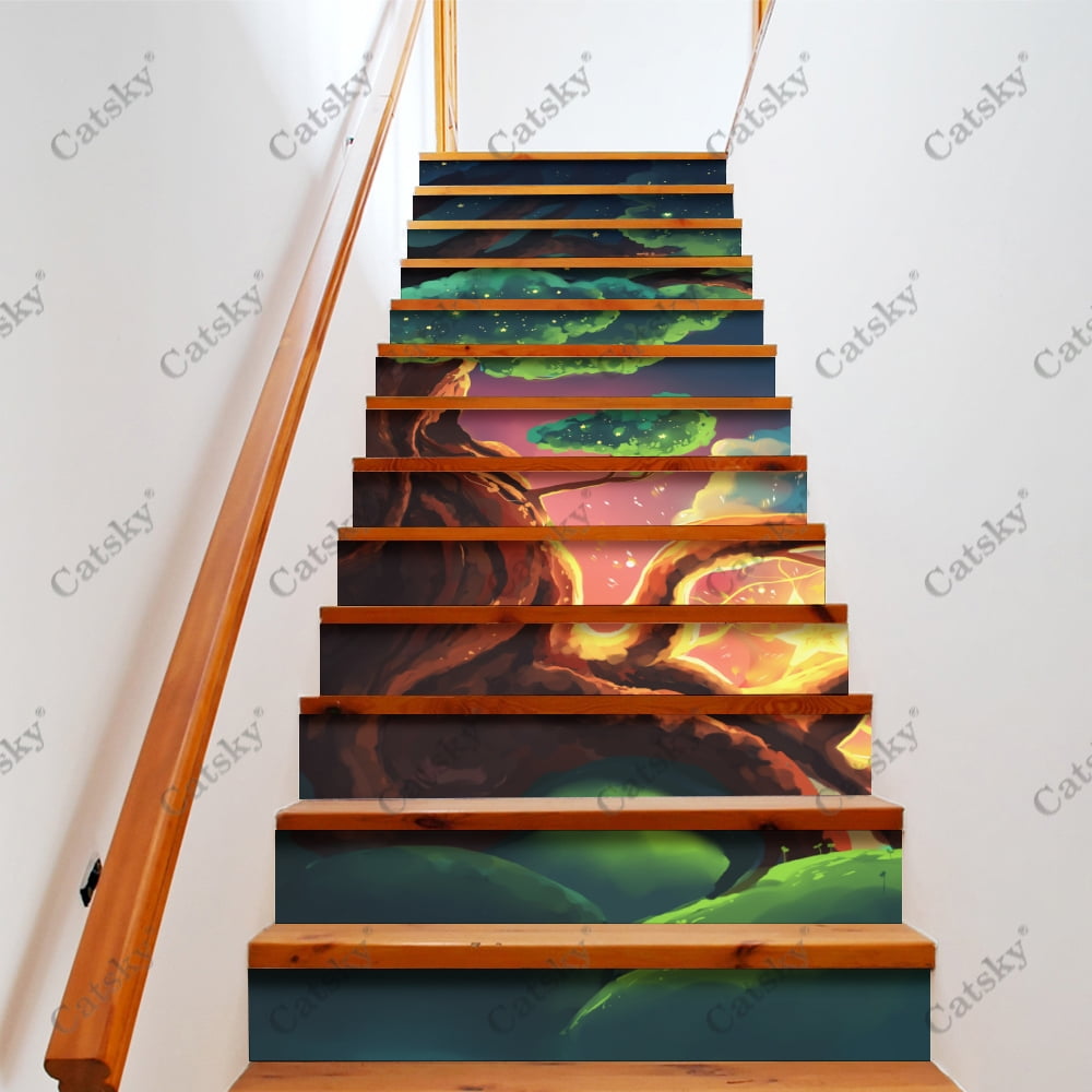 Stair Stickers Tree of Stars Stair Floor Stickers Waterproof Removable ...