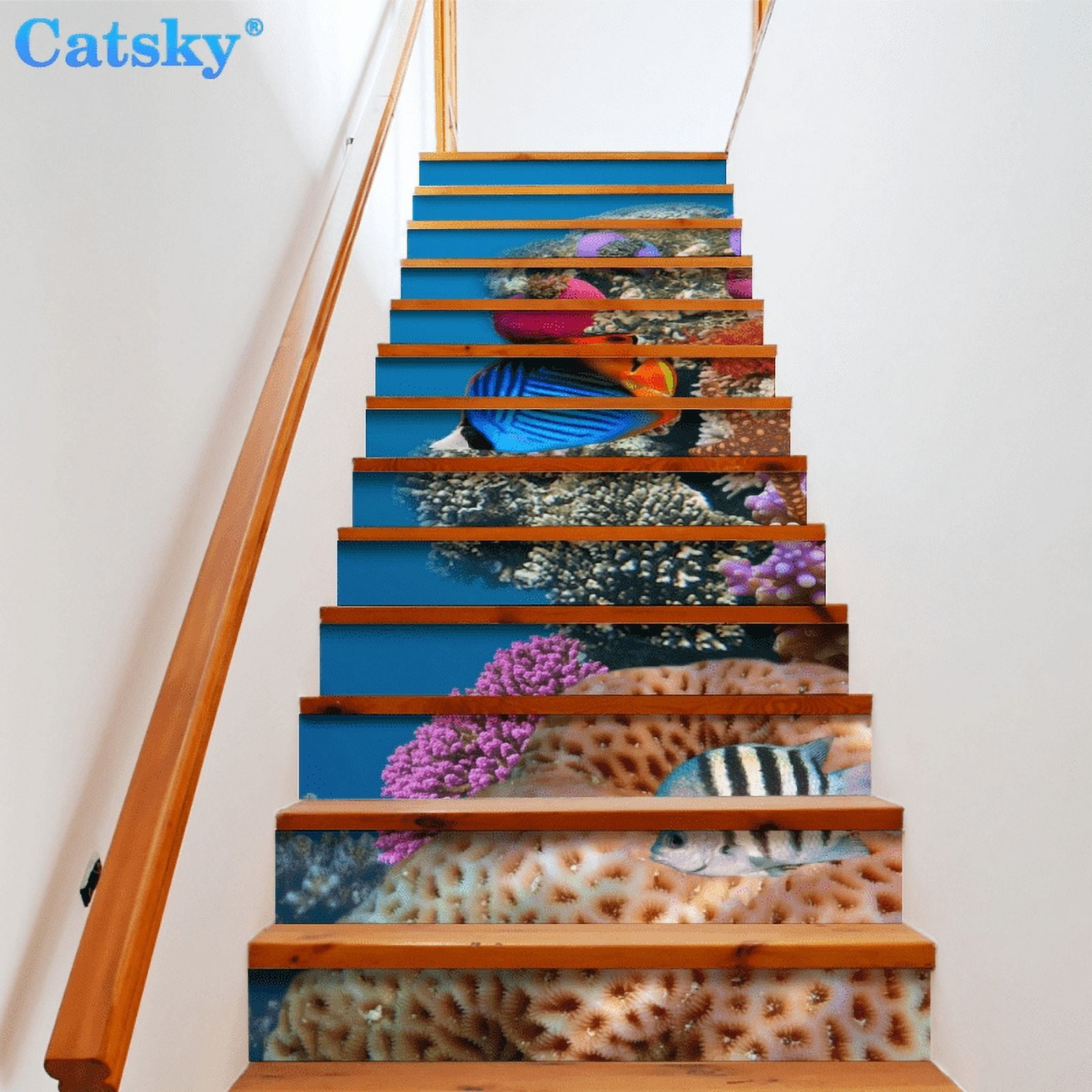 Stair Stickers Tropical Fish Stair Floor Stickers Waterproof Removable ...