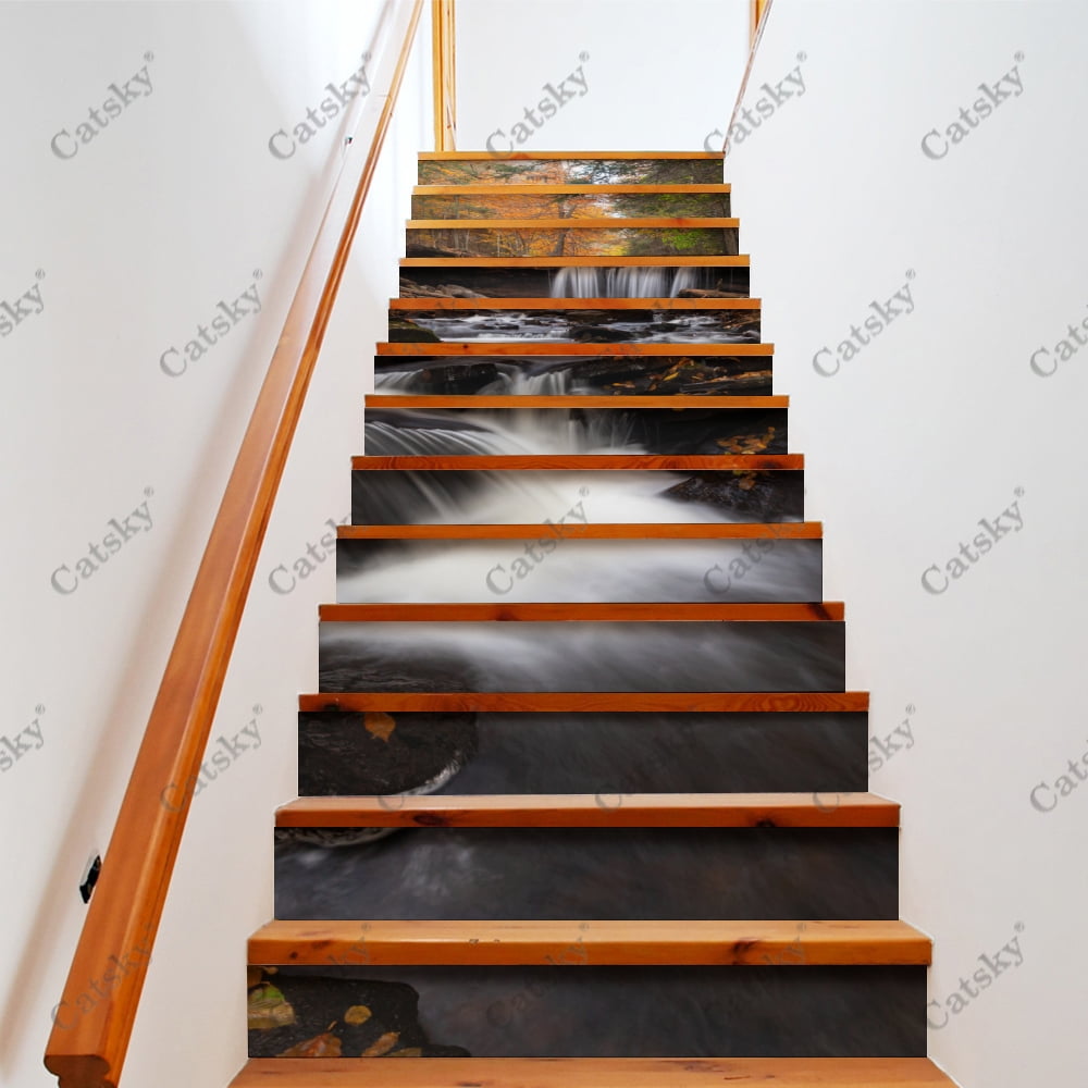 Stair Stickers Waterfall Stair Floor Stickers Waterproof Removable Self ...