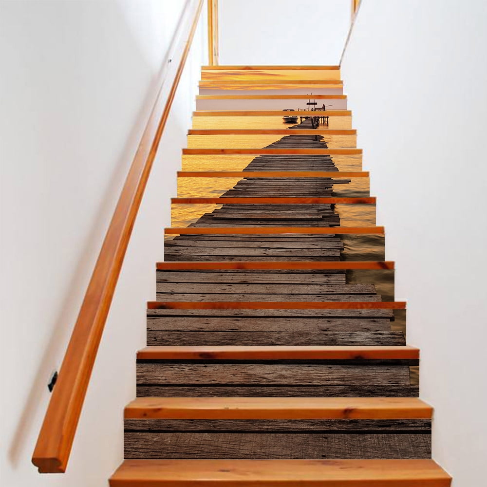 Stair Stickers Waterfalls Scenery 3D Wall Sticker Stair Decal Stairs ...