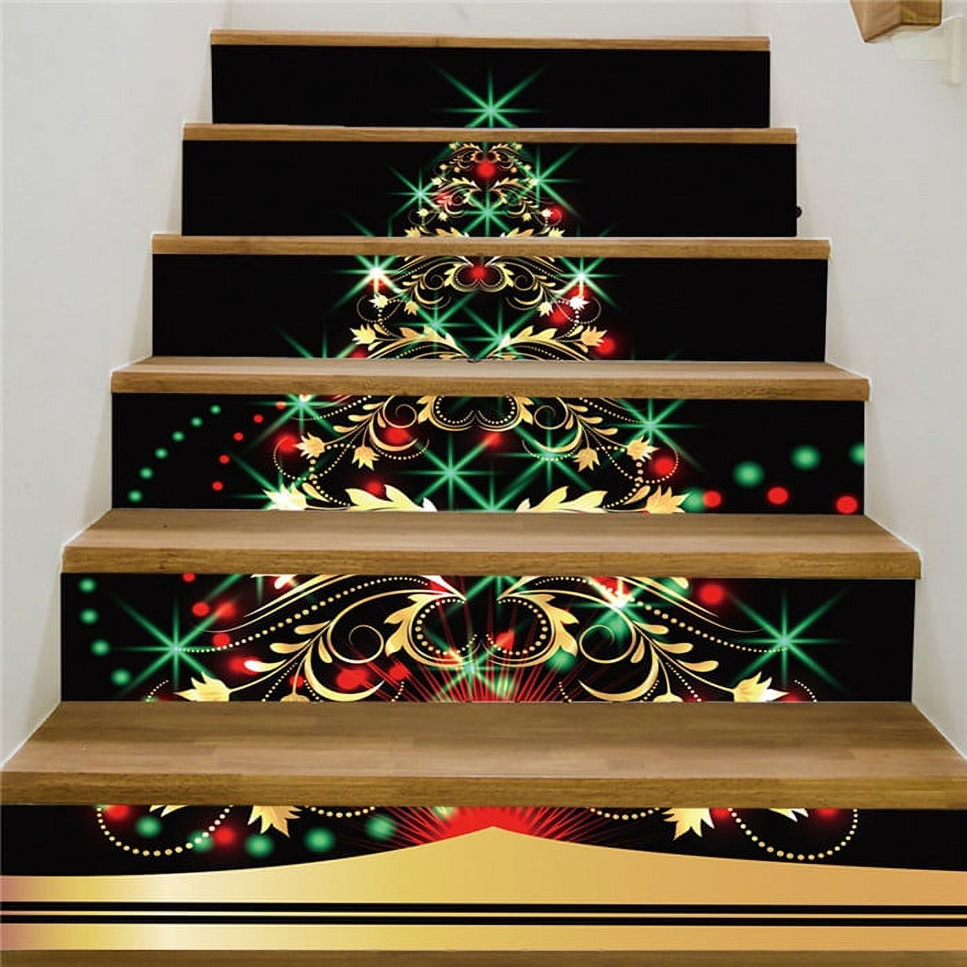 Stair Stickers Wood Grain Christmas Waterproof Wallpapers Wall Decals ...