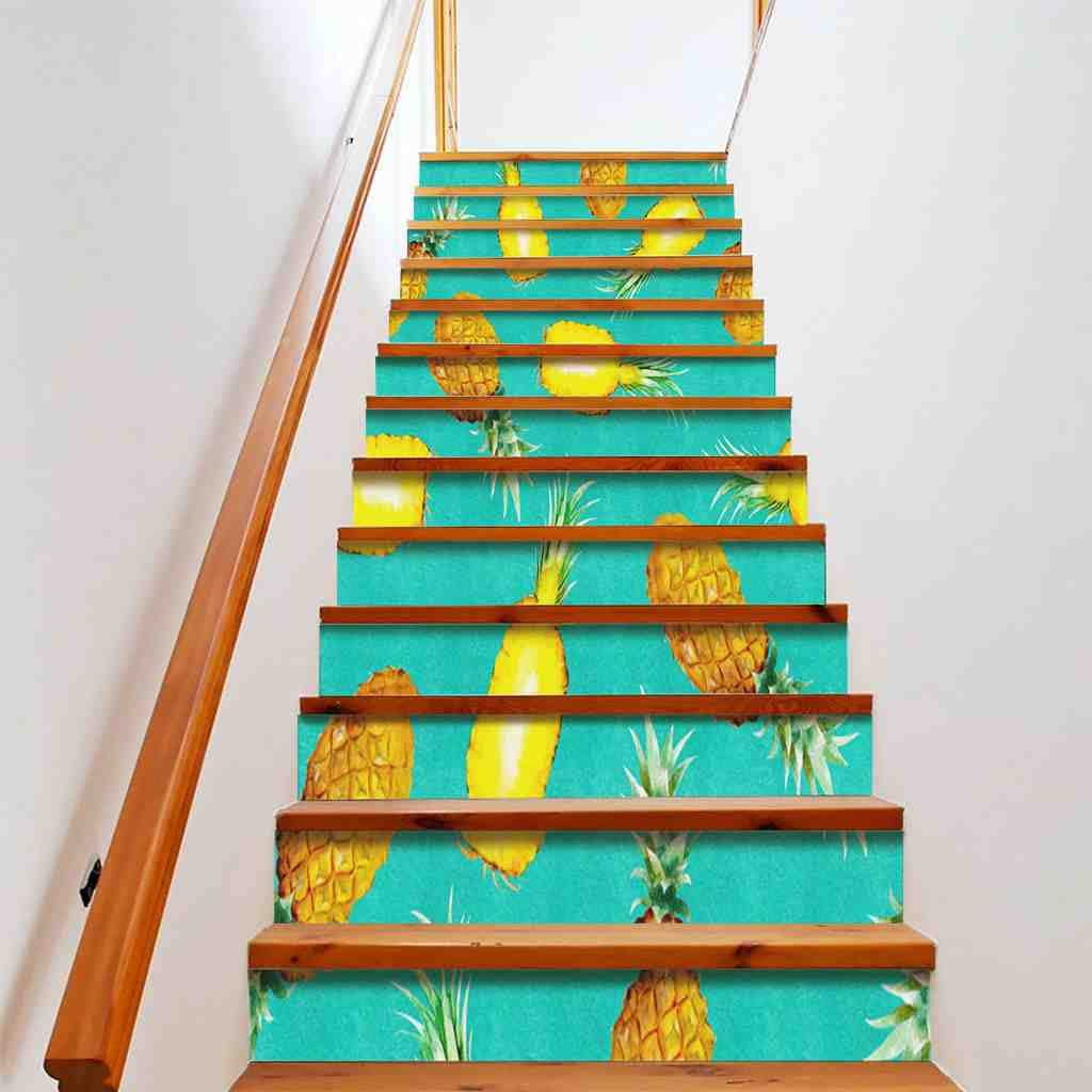 Stair Stickers Yellow Pineapple Funny Tropical Fruit Staircase Sticker ...