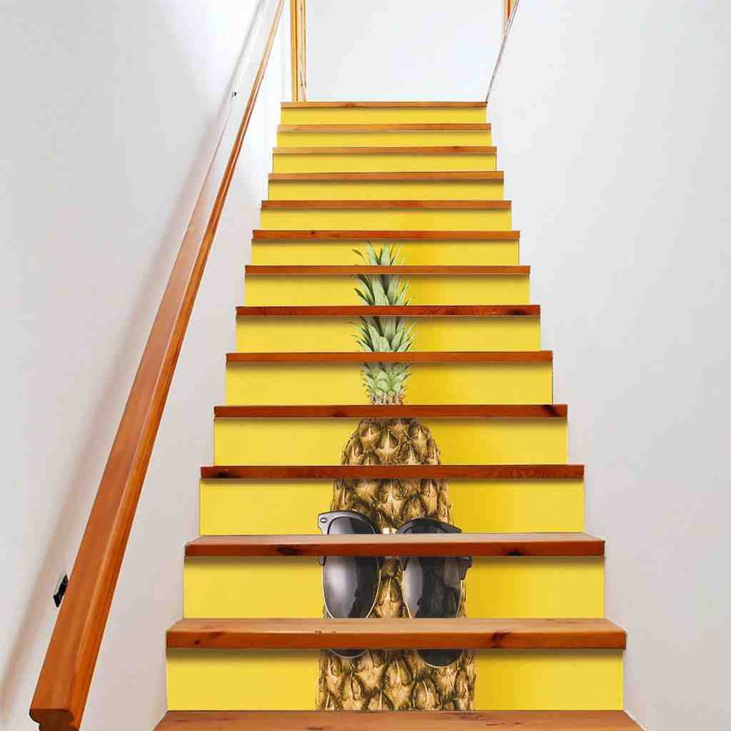 Stair Stickers Yellow Pineapple Funny Tropical Fruit Staircase Sticker ...