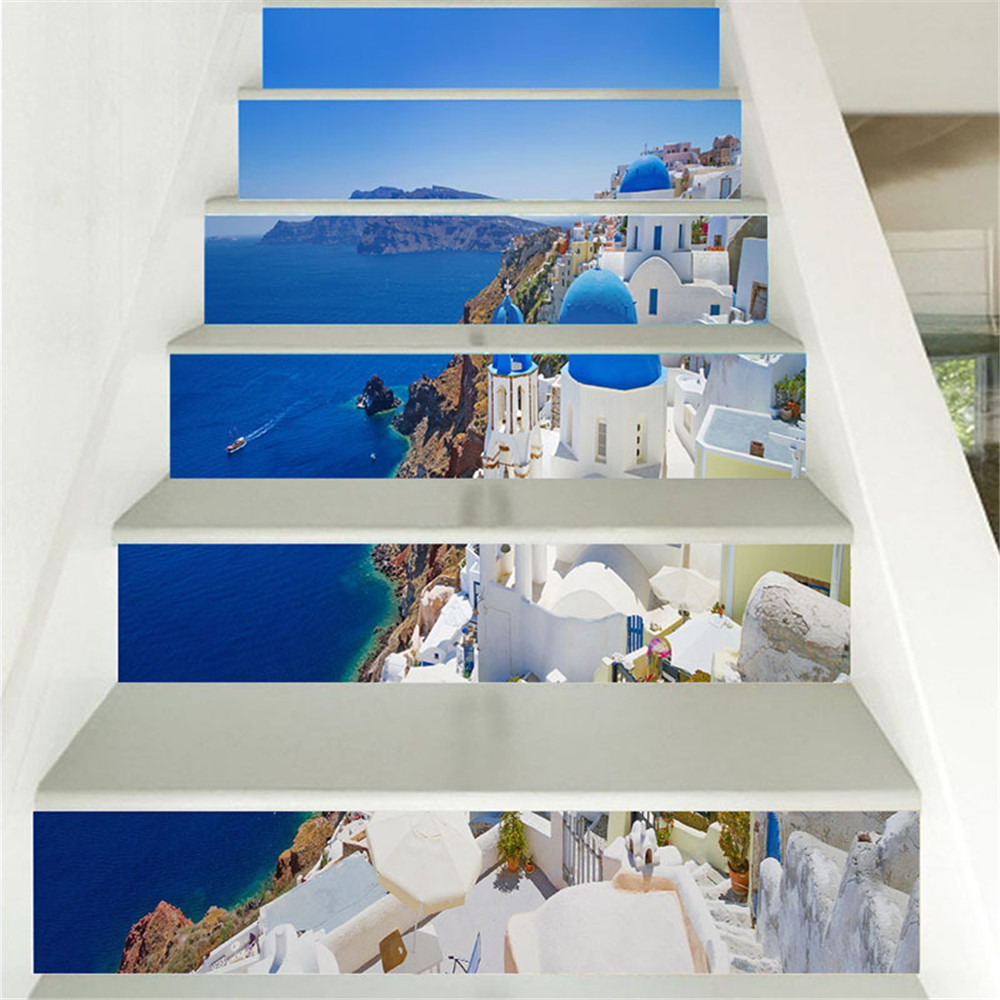 Stair Stickers floral 3D Stair decorations Photo Mural Decals Stair ...
