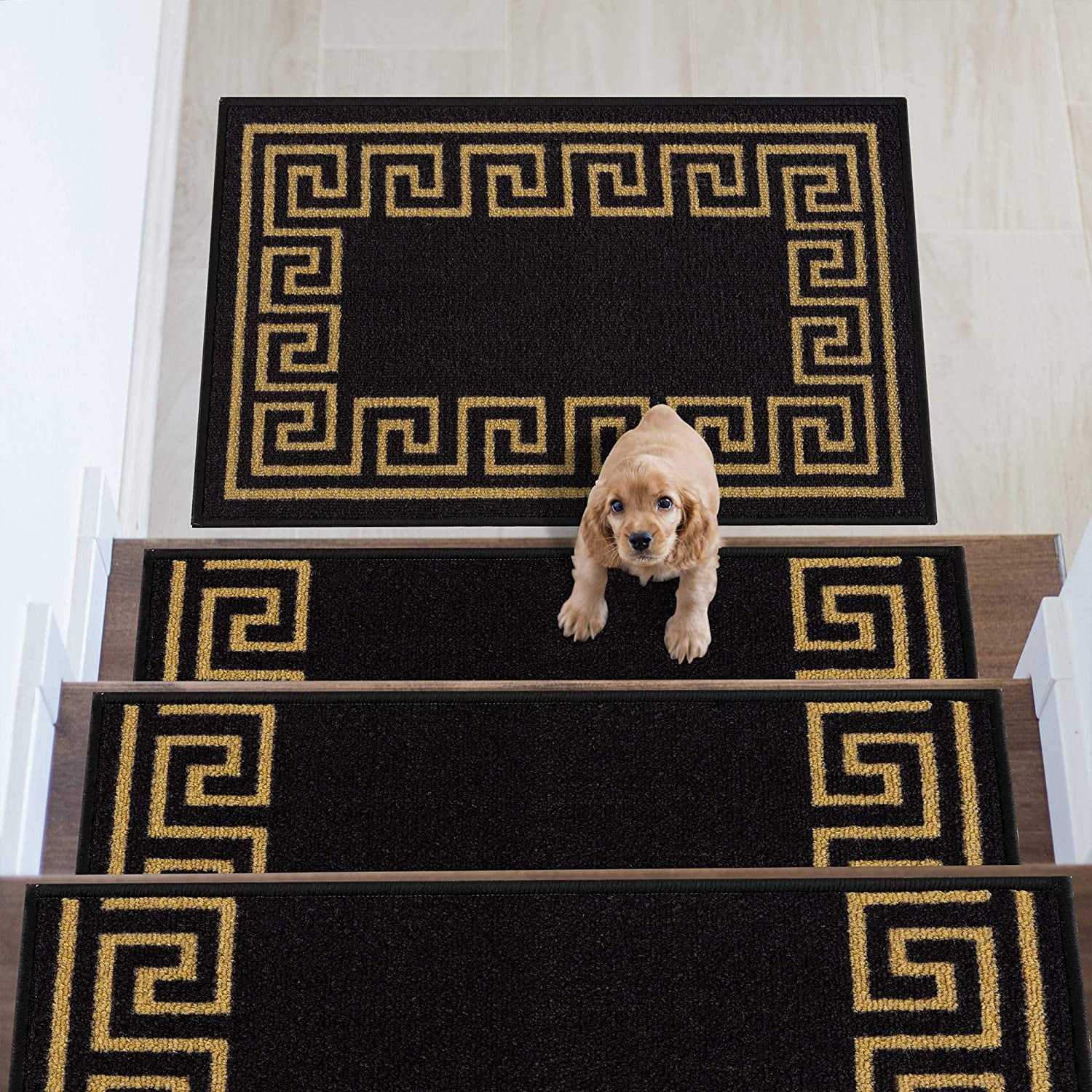 Free Shipping! Stair Treads Greek Key Design Non Slip Backing, 8.5''X26 ...