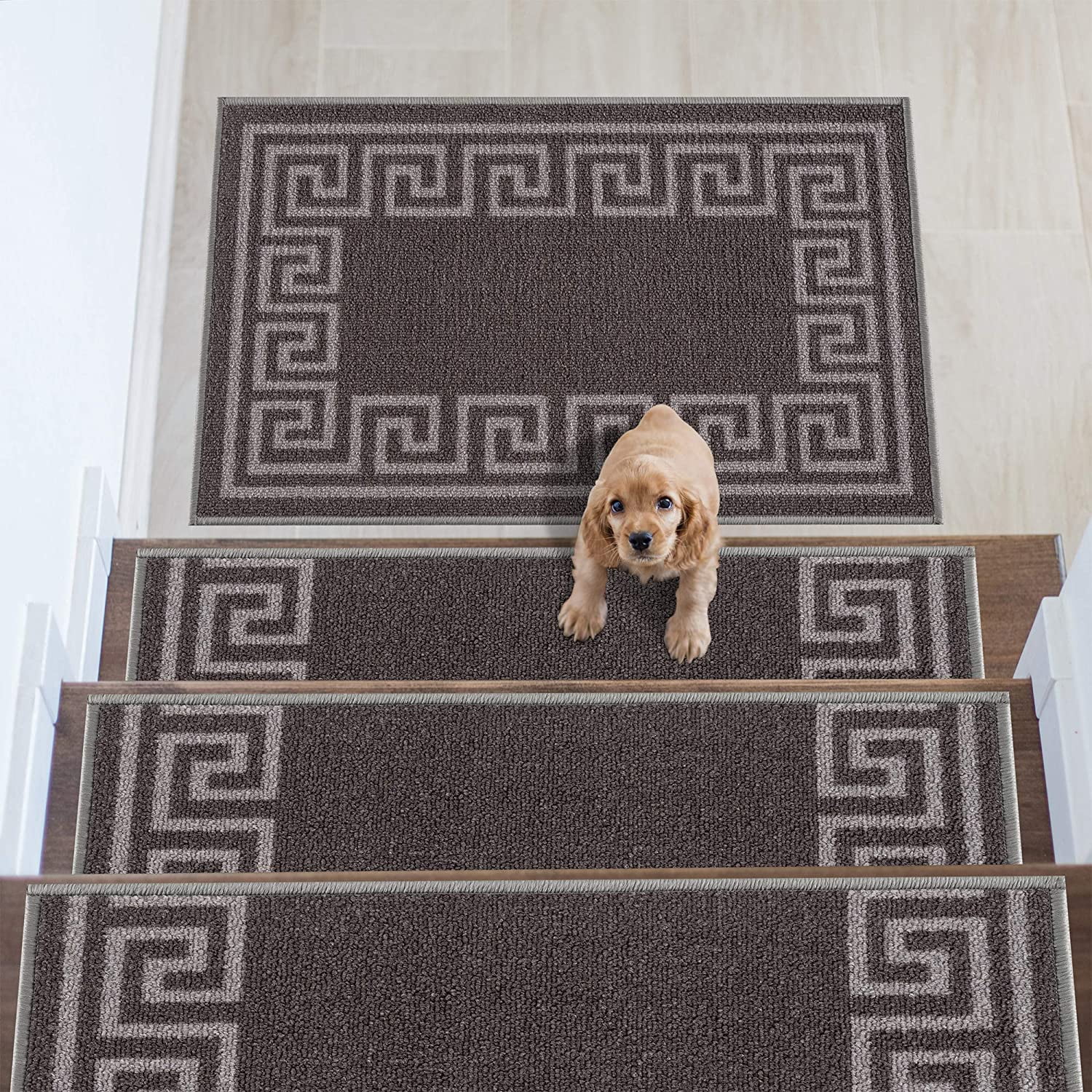 Stair Treads Greek Key Design Non Slip Backing, 8.5''X26'' - Walmart.com