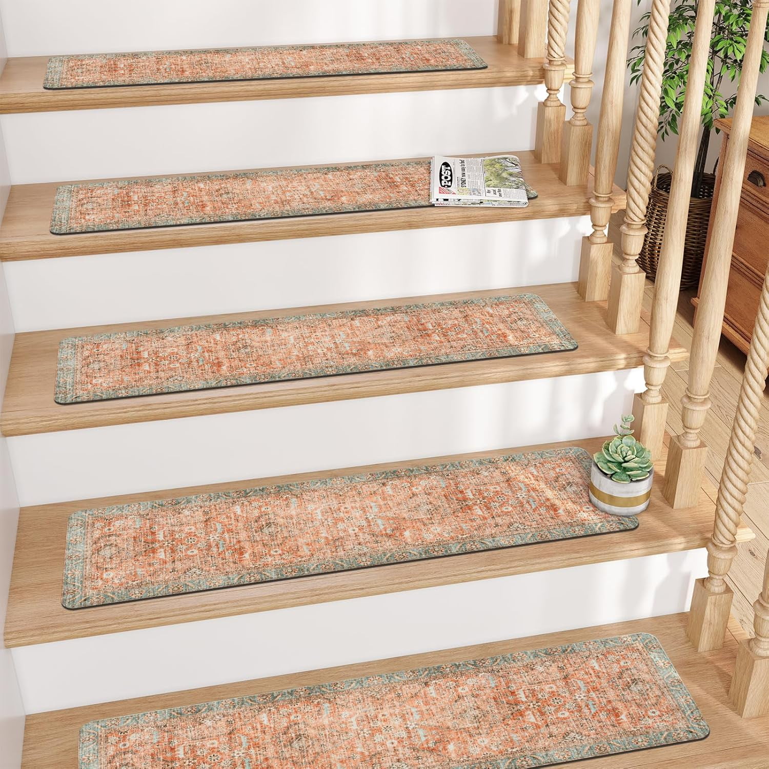 Stair Treads Non Slip 15PCS 8"x30" Stair Runner for Wooden Steps Non ...