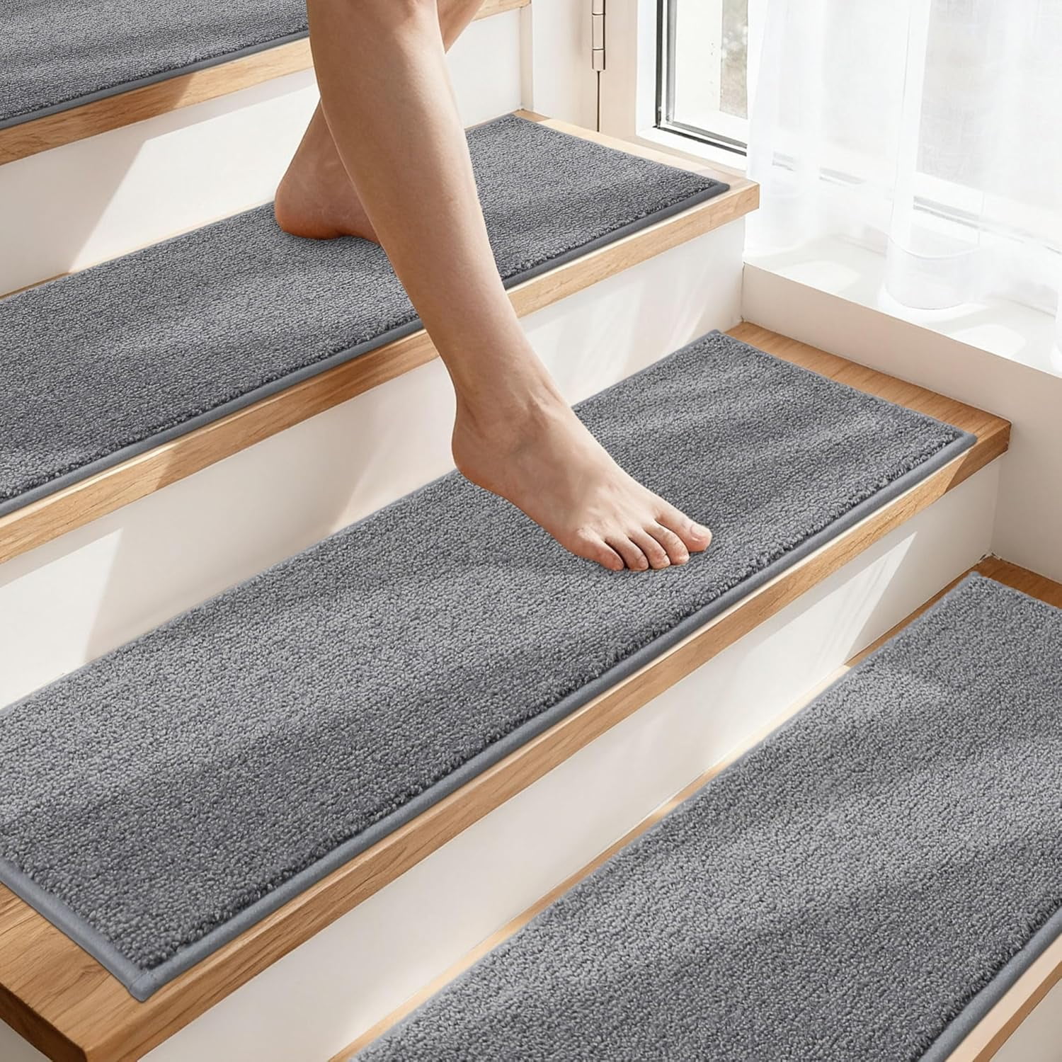 Stair Treads Non-Slip Carpet Stair Treads for Wooden Steps, Indoor ...