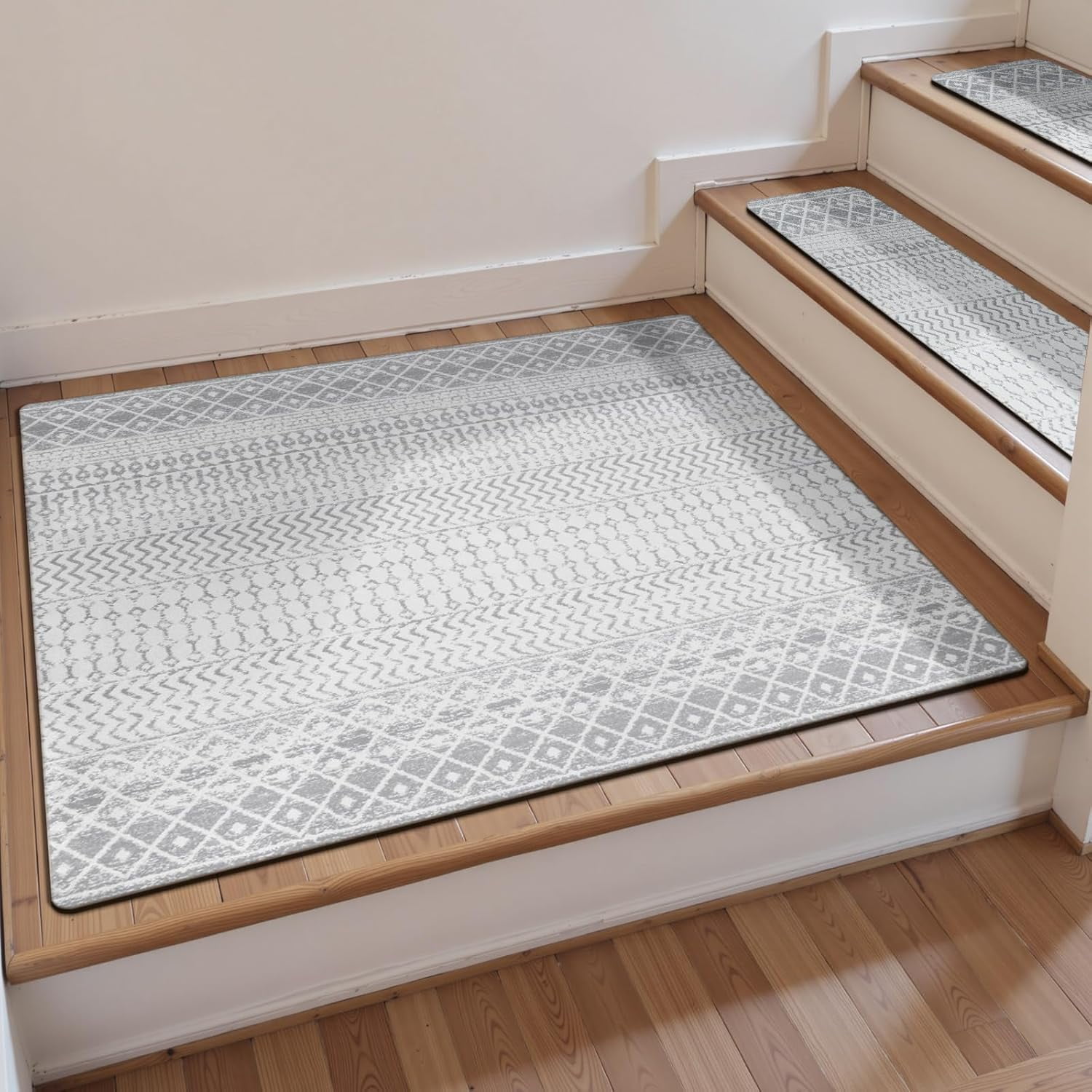 Stair Treads Non-Slip Matching Mat for Wooden Steps, Square Capet Stair ...