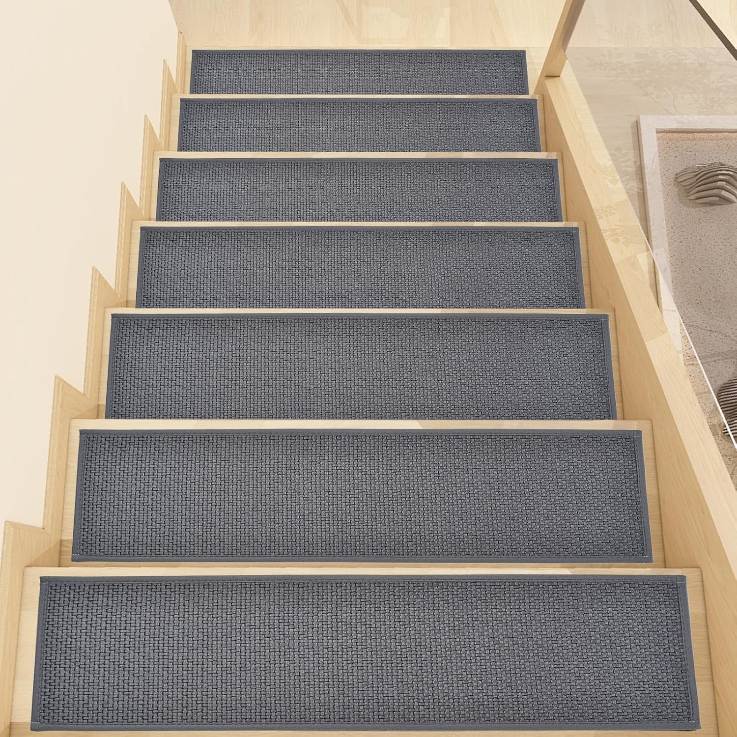 Stair Treads Non Slip, Rubber Backing Stair Treads for Wooden Steps, 7 ...