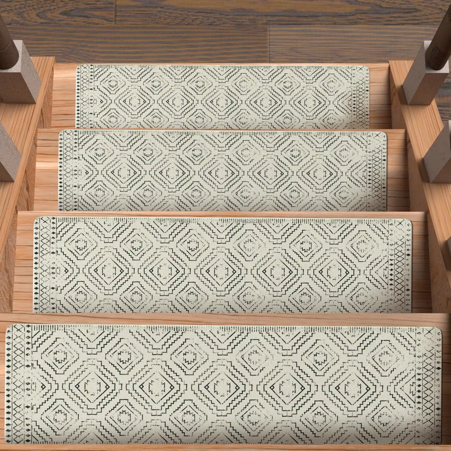 Stair Treads Non Slip for Wooden Steps Indoor 4 Pack 8"x30",Boho ...
