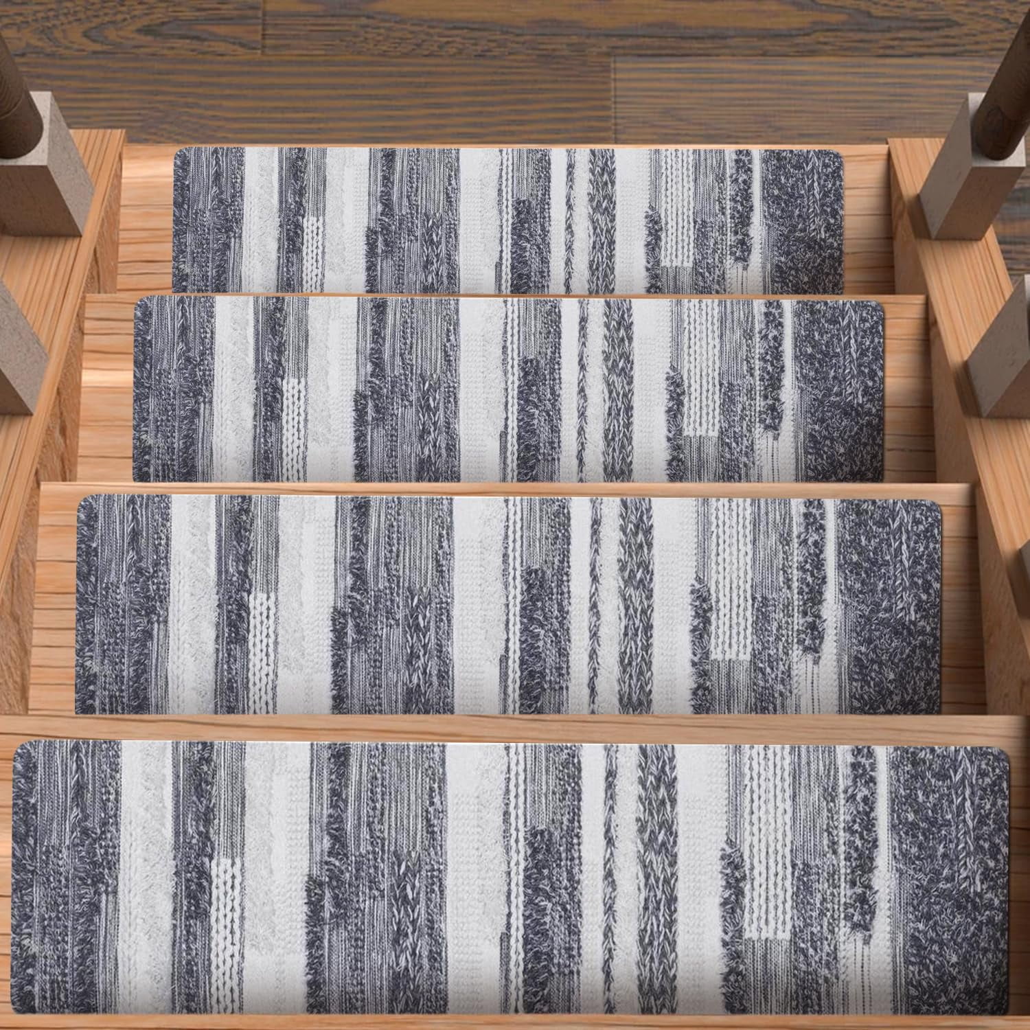 Stair Treads Non Slip for Wooden Steps Indoor 4 Pack 8"x30",Farmhouse ...