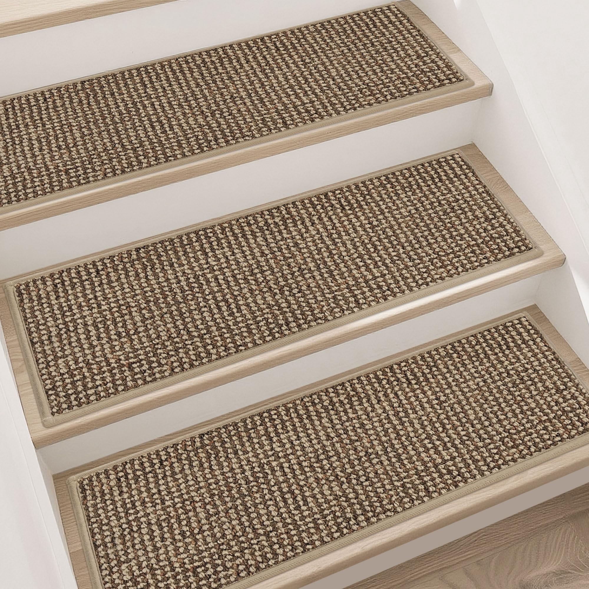 Stair Treads Taupe 9" X 2'4" (Rectangular) 4 Count For Indoor Wooden ...