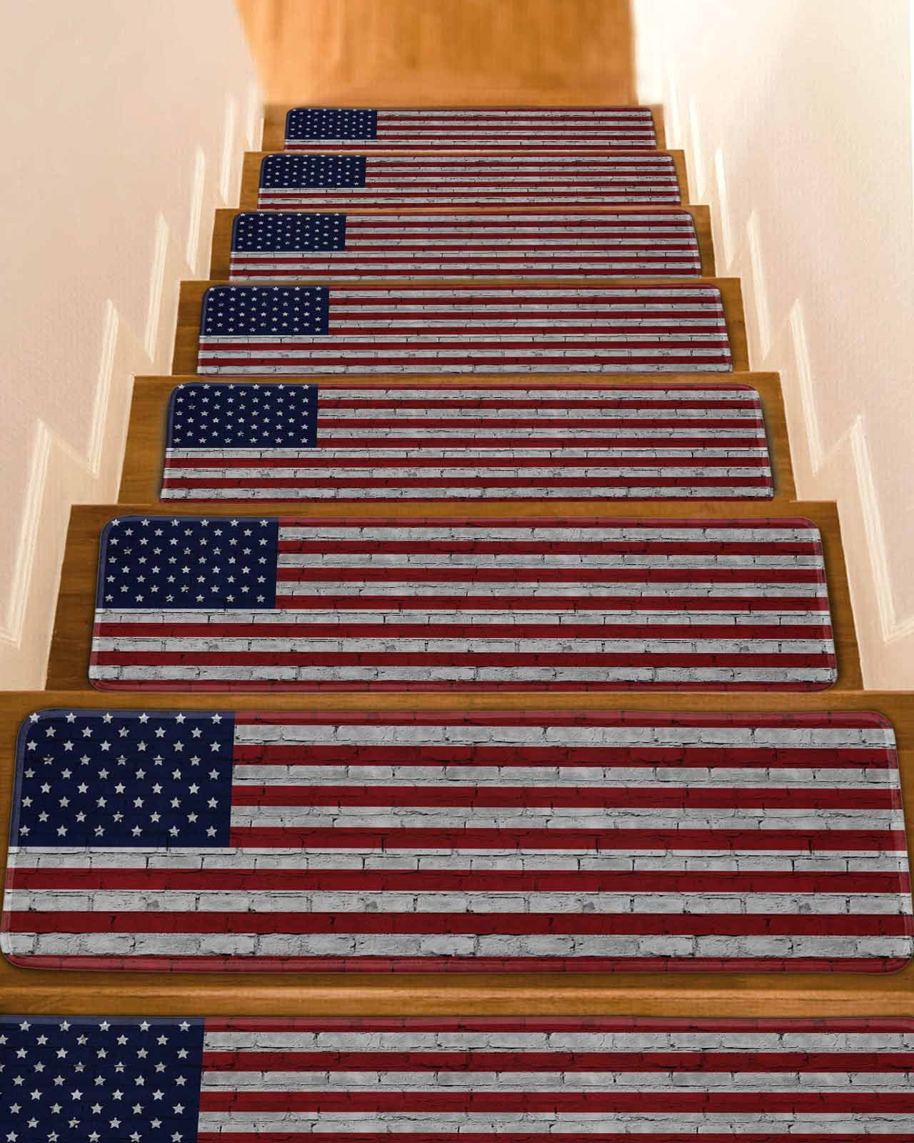 Stair Treads for Wooden Steps, American Flag Peel and Stick Stair ...