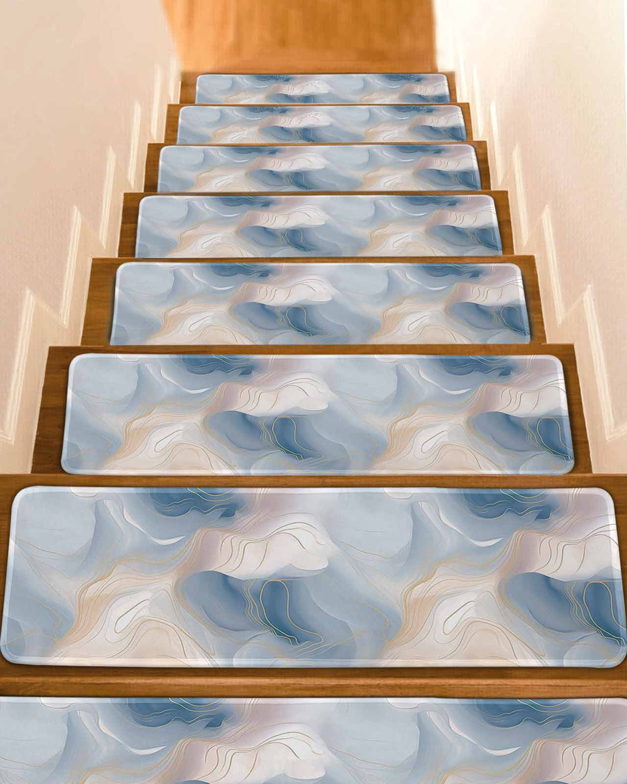 Stair Treads for Wooden Steps, Blue Ombre Peel and Stick Stair Treads ...