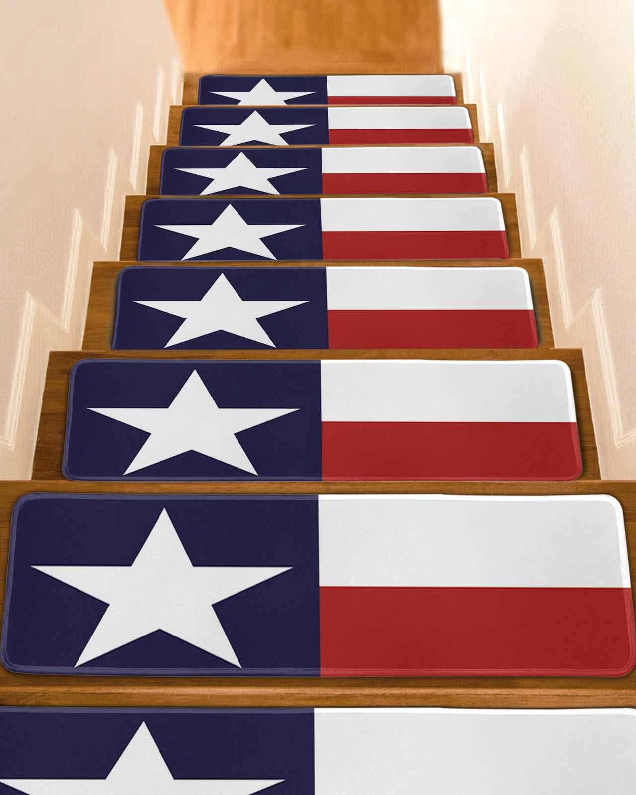 Stair Treads for Wooden Steps,Blue Red White Texas Flag W/ Star Peel ...