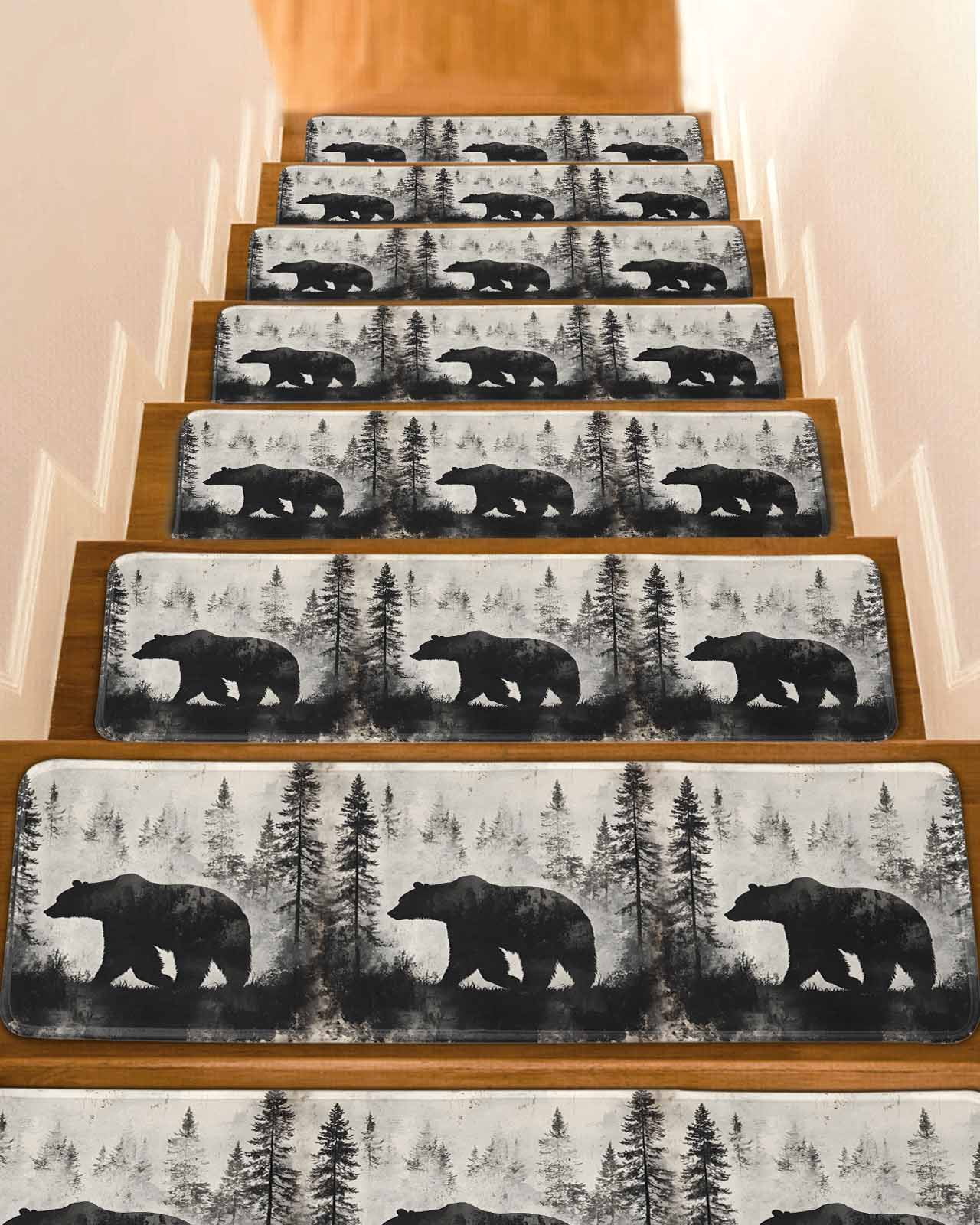 Stair Treads for Wooden Steps, Brown Bear Peel and Stick Stair Treads ...