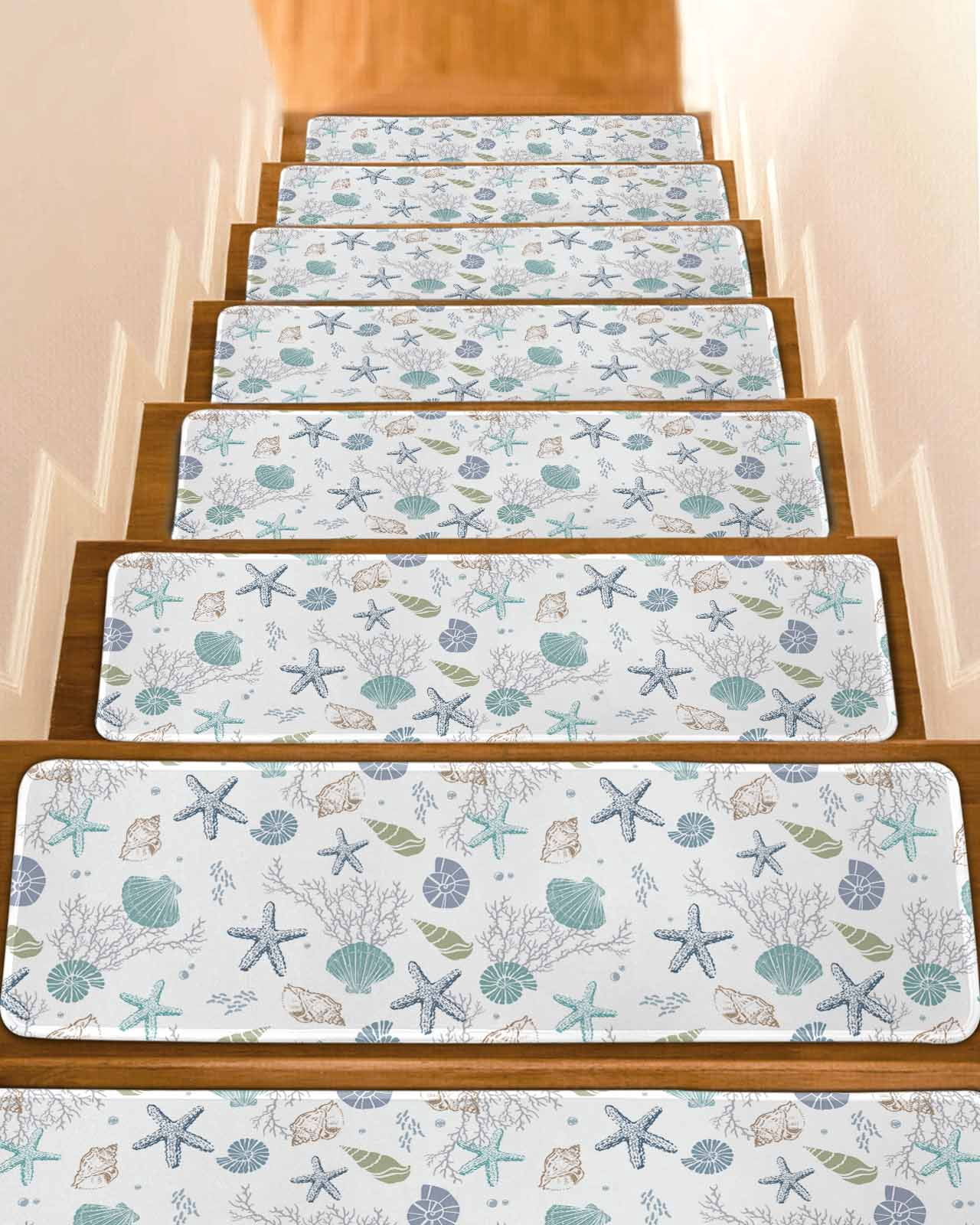 Stair Treads for Wooden Steps, Coastal Starfish Peel and Stick Stair ...