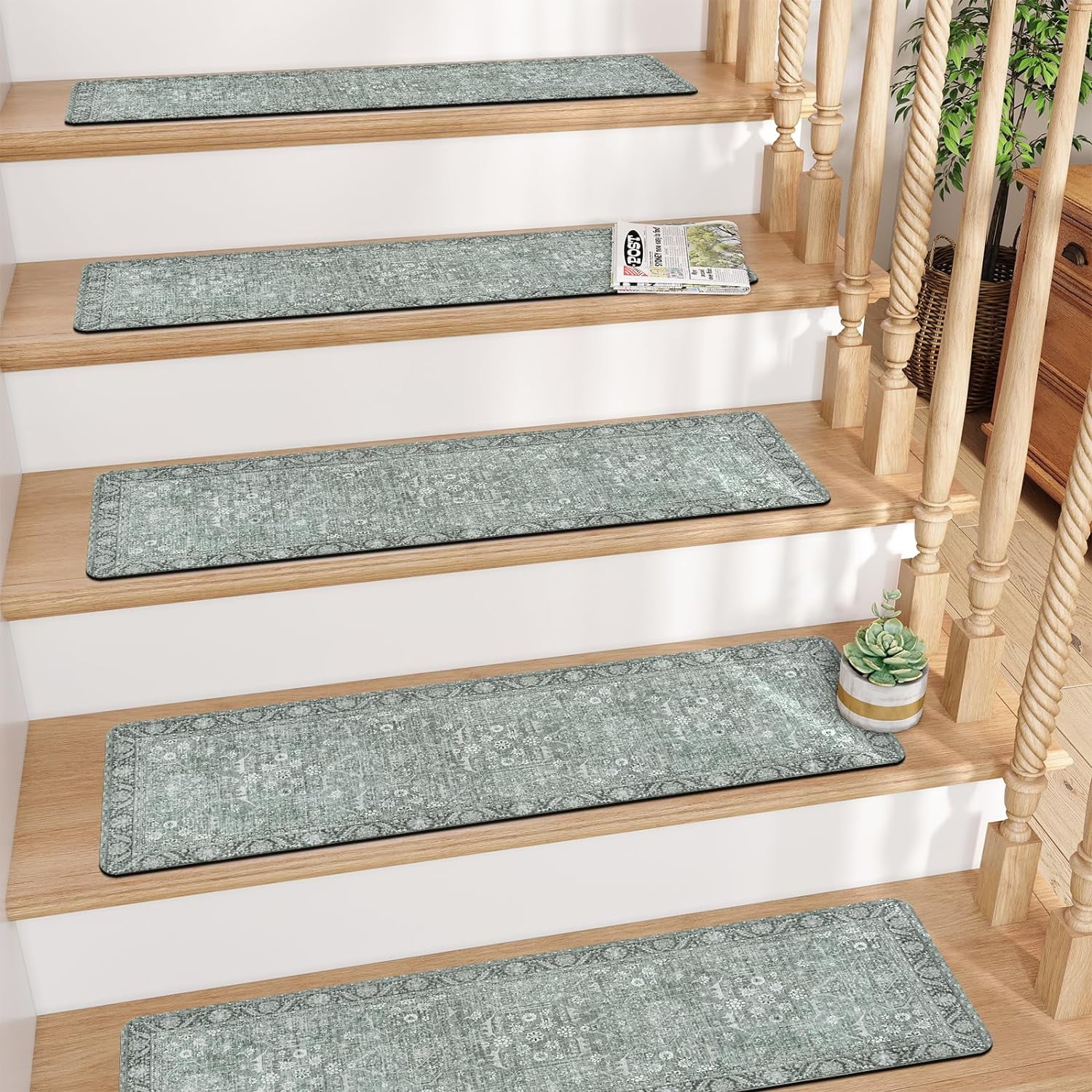 Stair Treads for Wooden Steps Dark Green 8"x30" Stair Treads Non Slip ...