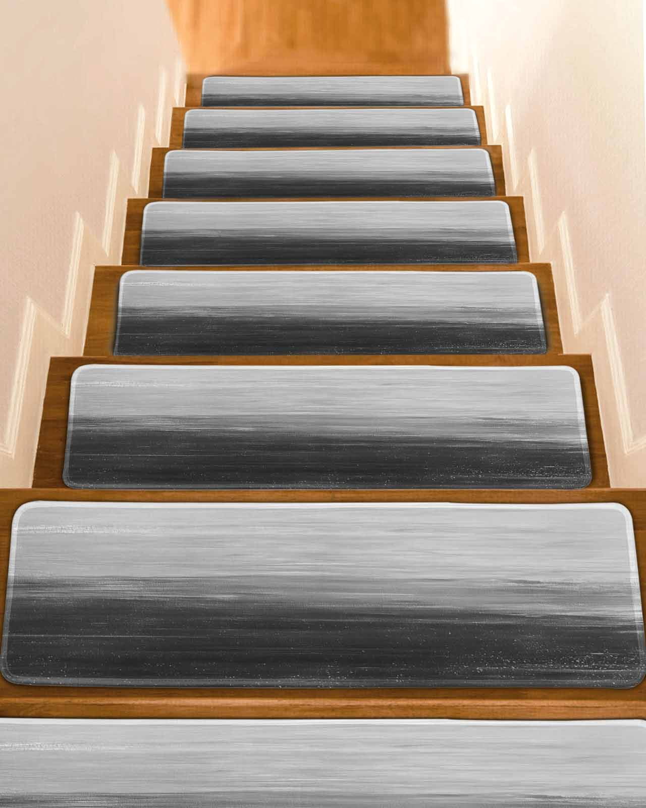 Stair Treads for Wooden Steps, Grey Ombre Peel and Stick Stair Treads ...