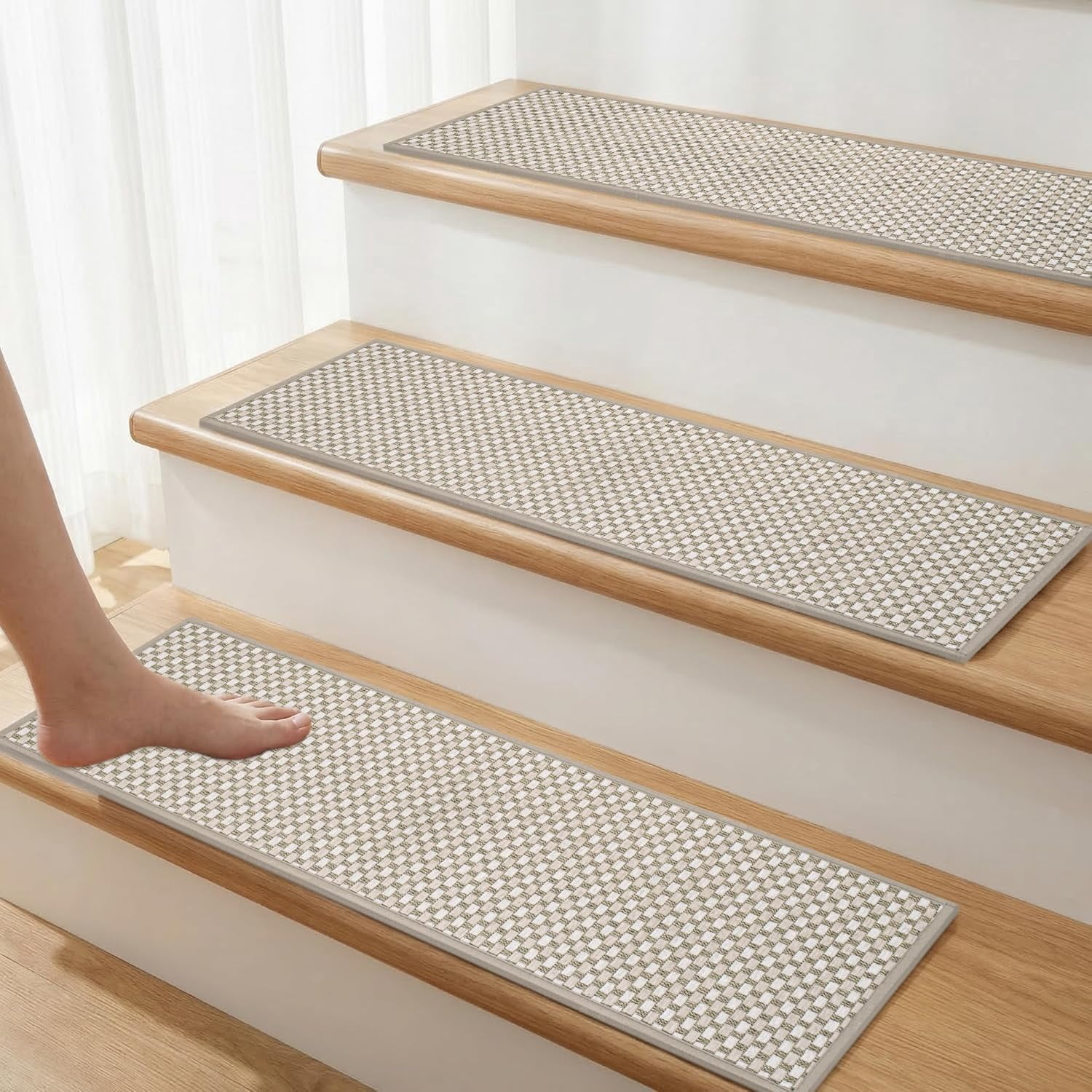 Stair Treads for Wooden Steps Indoor 9" X 30",15pcs Adhesive Treads ...
