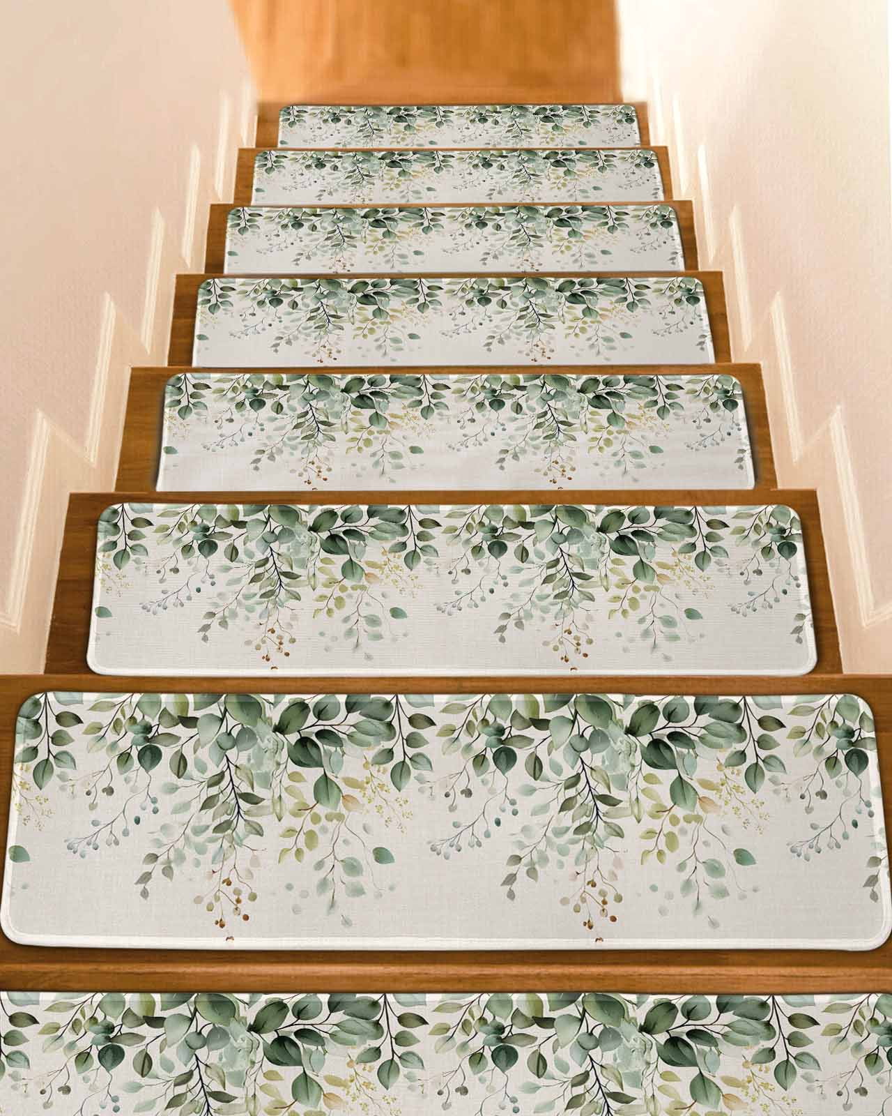 Stair Treads for Wooden Steps, Sage Green Eucalyptus Peel and Stick ...