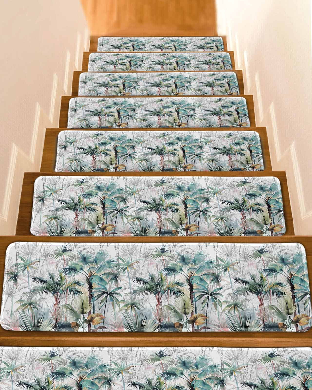 Stair Treads for Wooden Steps, Summer Palm Trees Peel and Stick Stair ...
