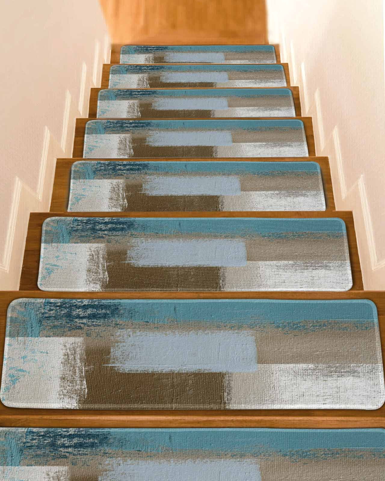 Stair Treads for Wooden Steps, Teal Blue Peel and Stick Stair Treads ...