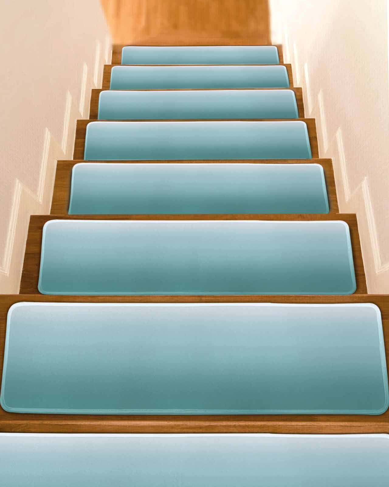 Stair Treads for Wooden Steps, Turquoise Ombre Peel and Stick Stair ...