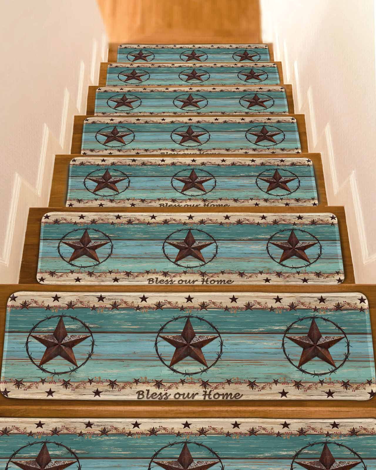 Stair Treads for Wooden Steps, Western Texas Star Vintage Peel and ...